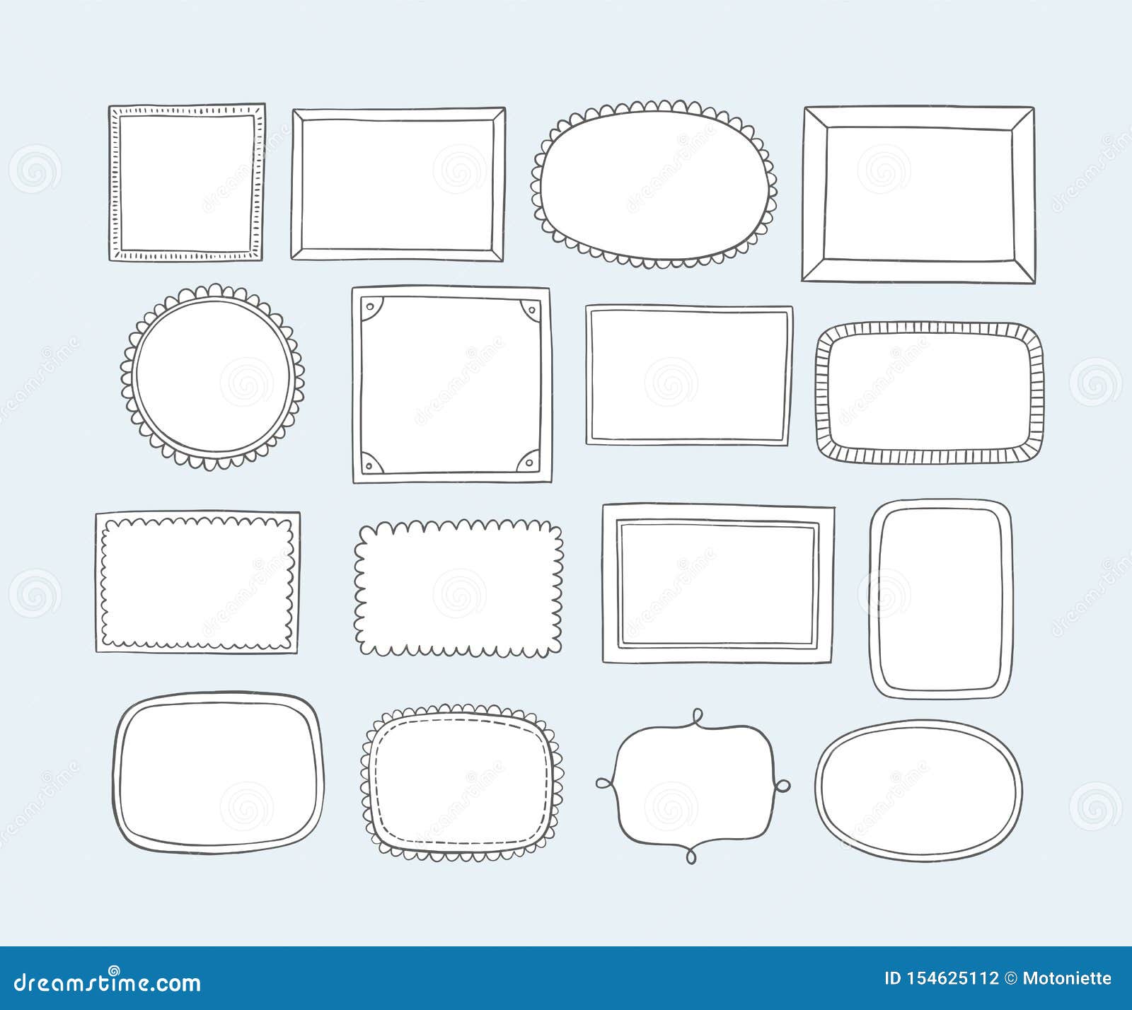 Hand Drawn Frames and Labels. Doodle Vector Design Elements. Cartoon ...