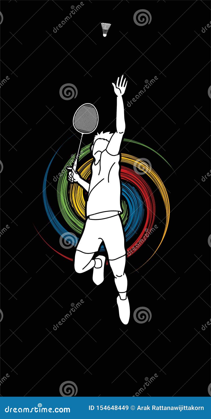 Badminton Player Action Cartoon Graphic Stock Vector - Illustration of ...
