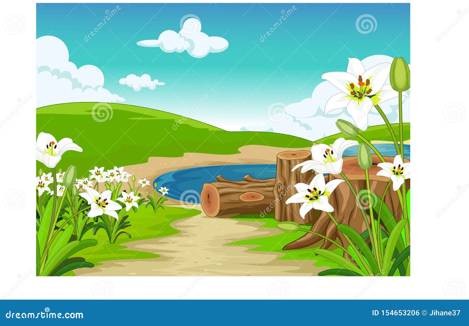 Cool Landscape Cartoon stock illustration. Illustration of cheerful ...