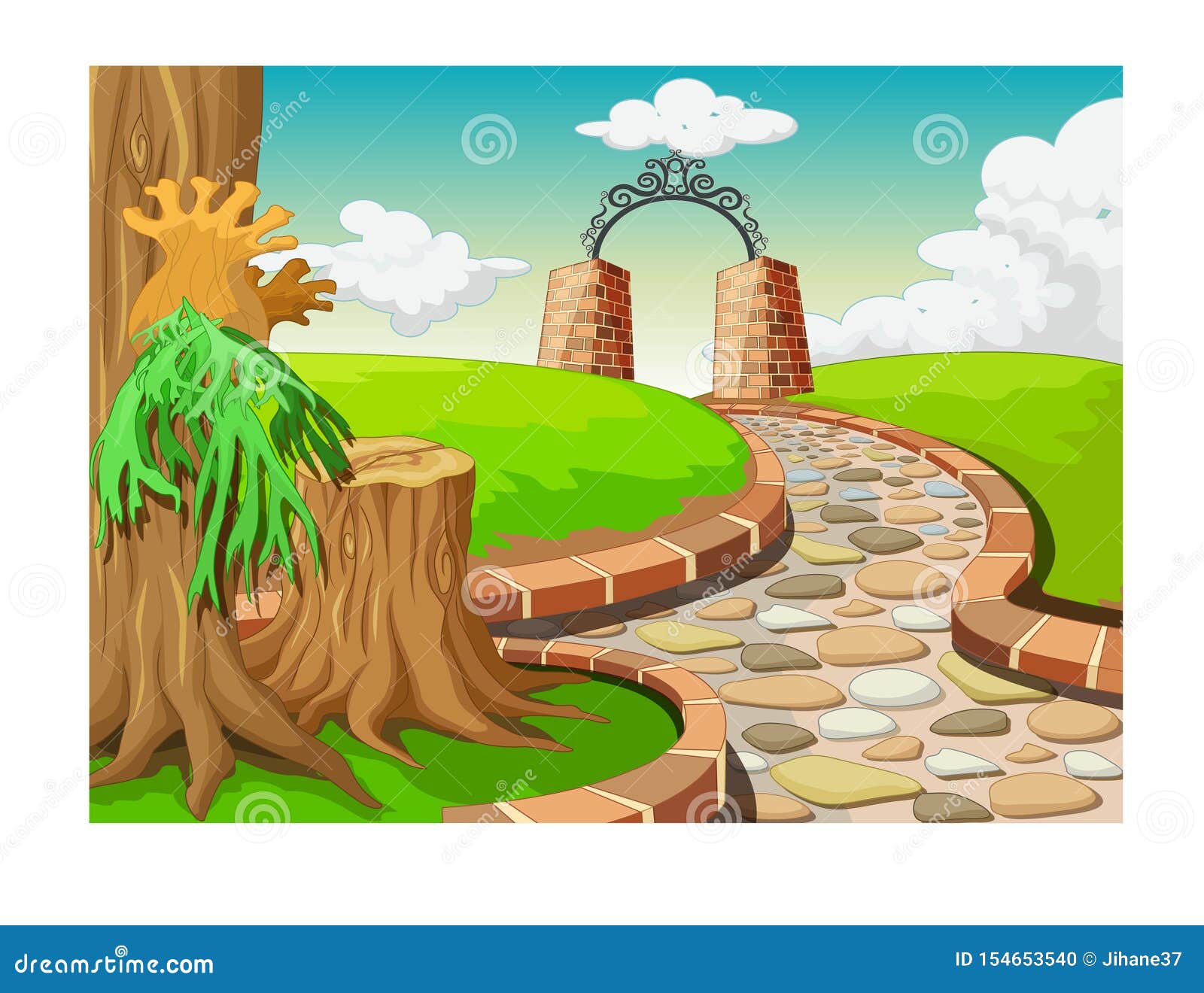 Funny Landscape Cartoon stock illustration. Illustration of garden ...