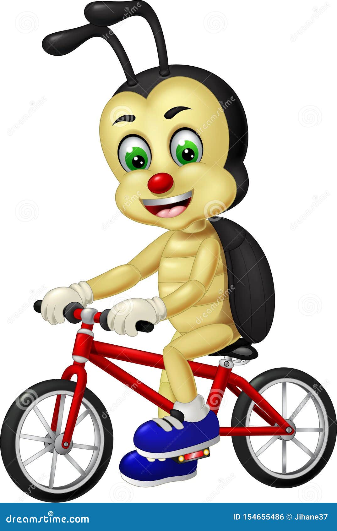 Funny Beetle with Red Bike Cartoon Stock Vector - Illustration of ...