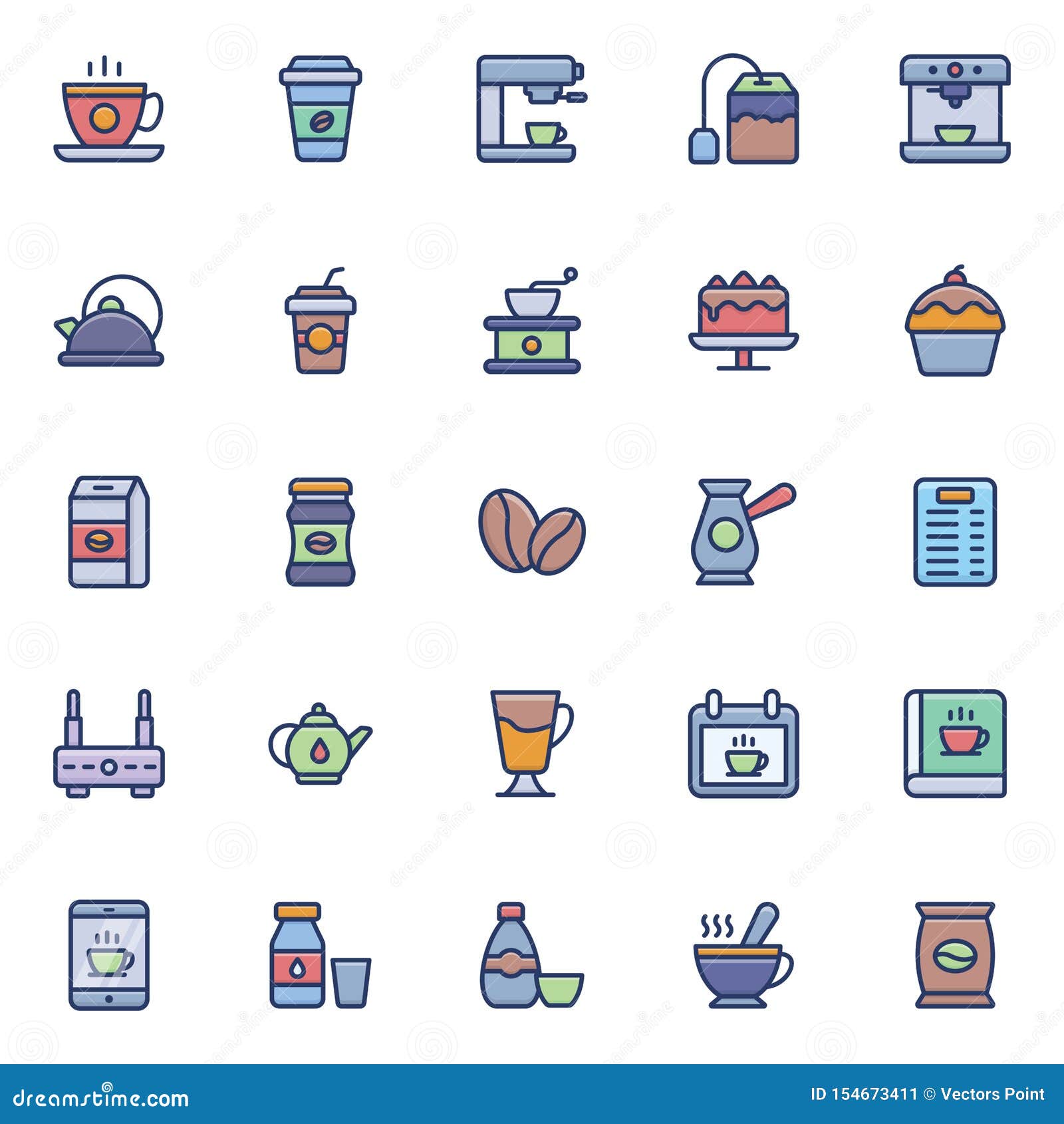 Tea and Coffee Icons Pack stock vector. Illustration of book - 154673411