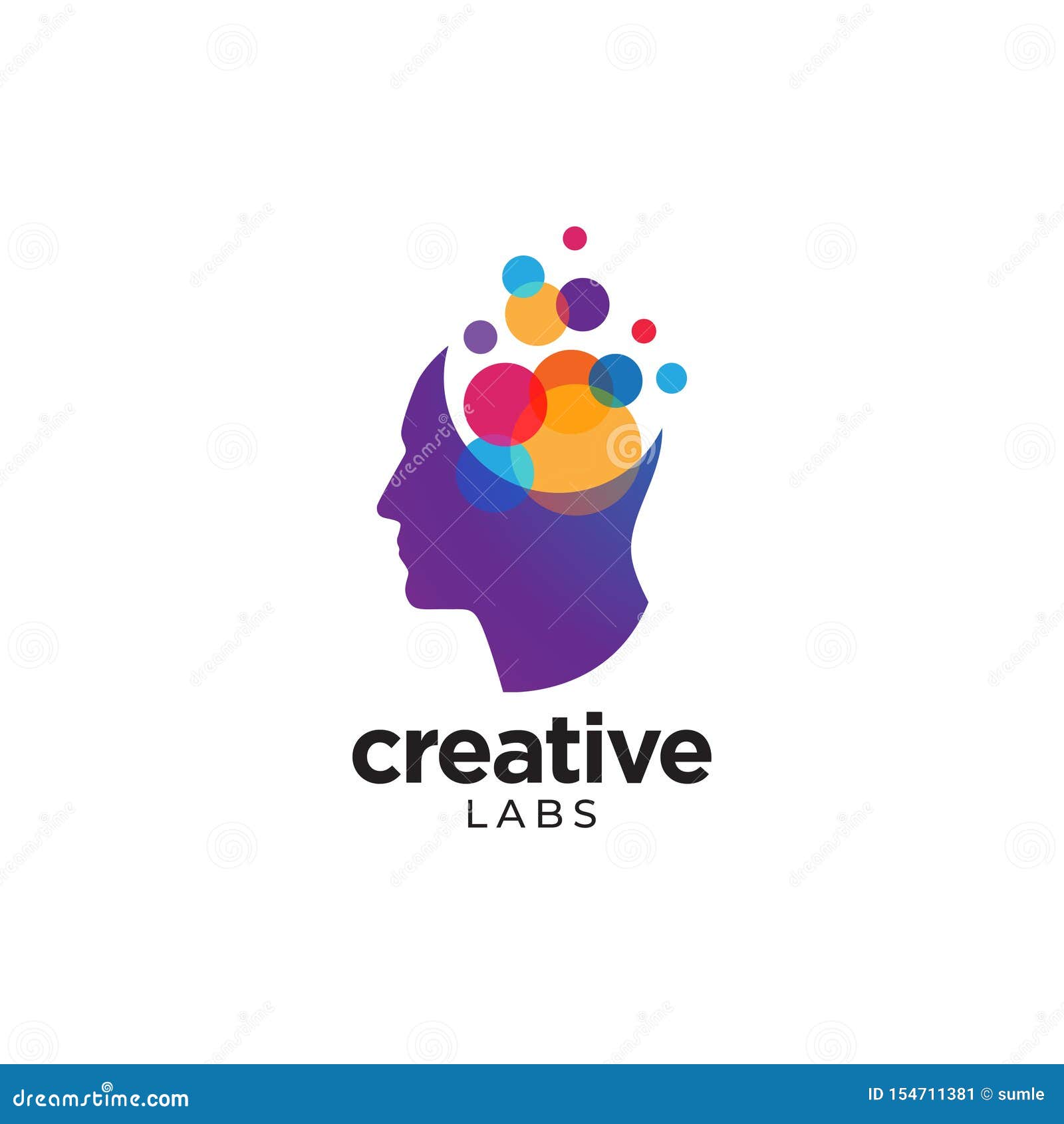 People`s Head Logo with Colorful Bubbles Inside Stock Vector ...