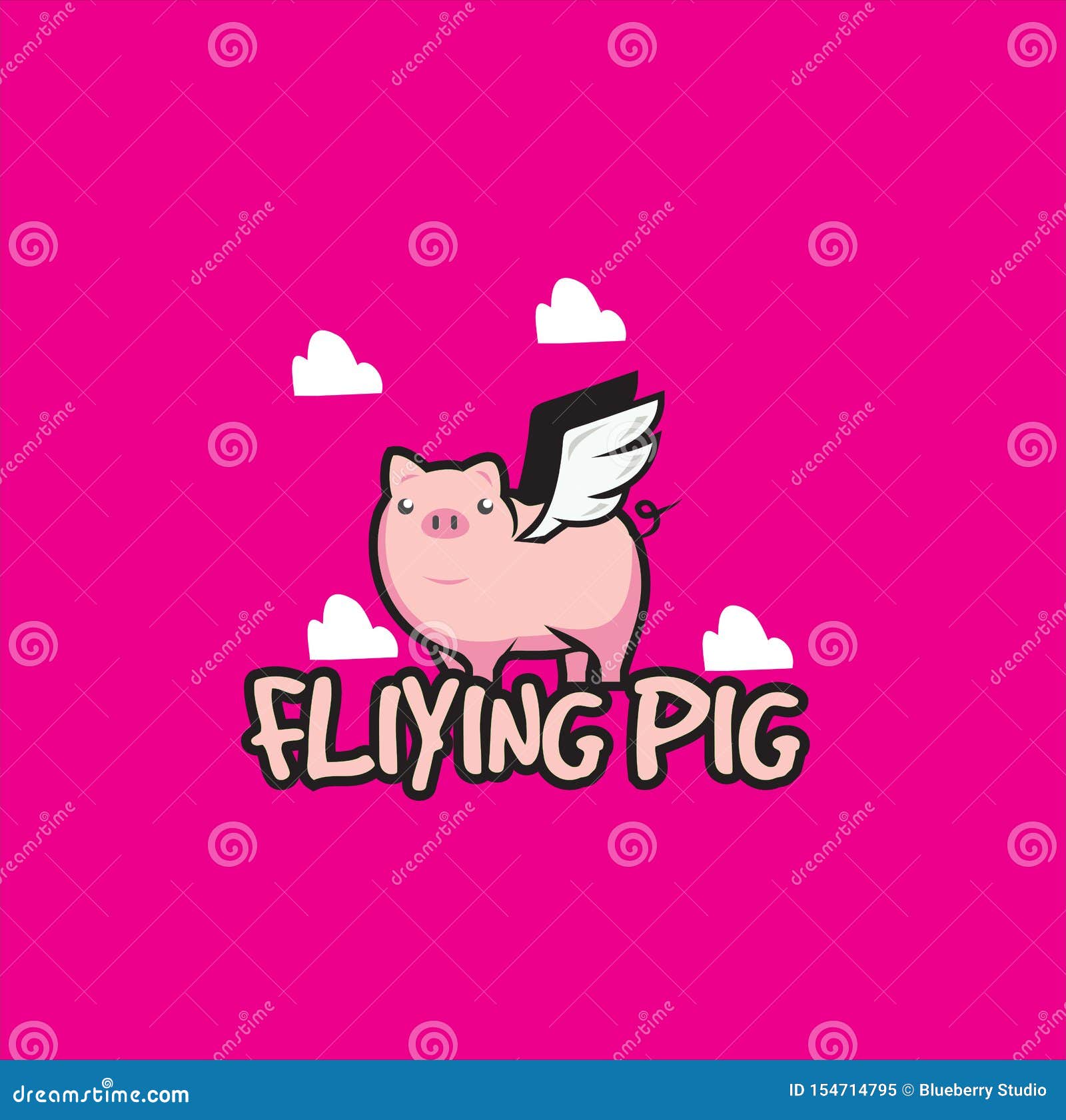 Pig Fly Logo Design / Pigs Play with Wings in the Sky Illustration ...