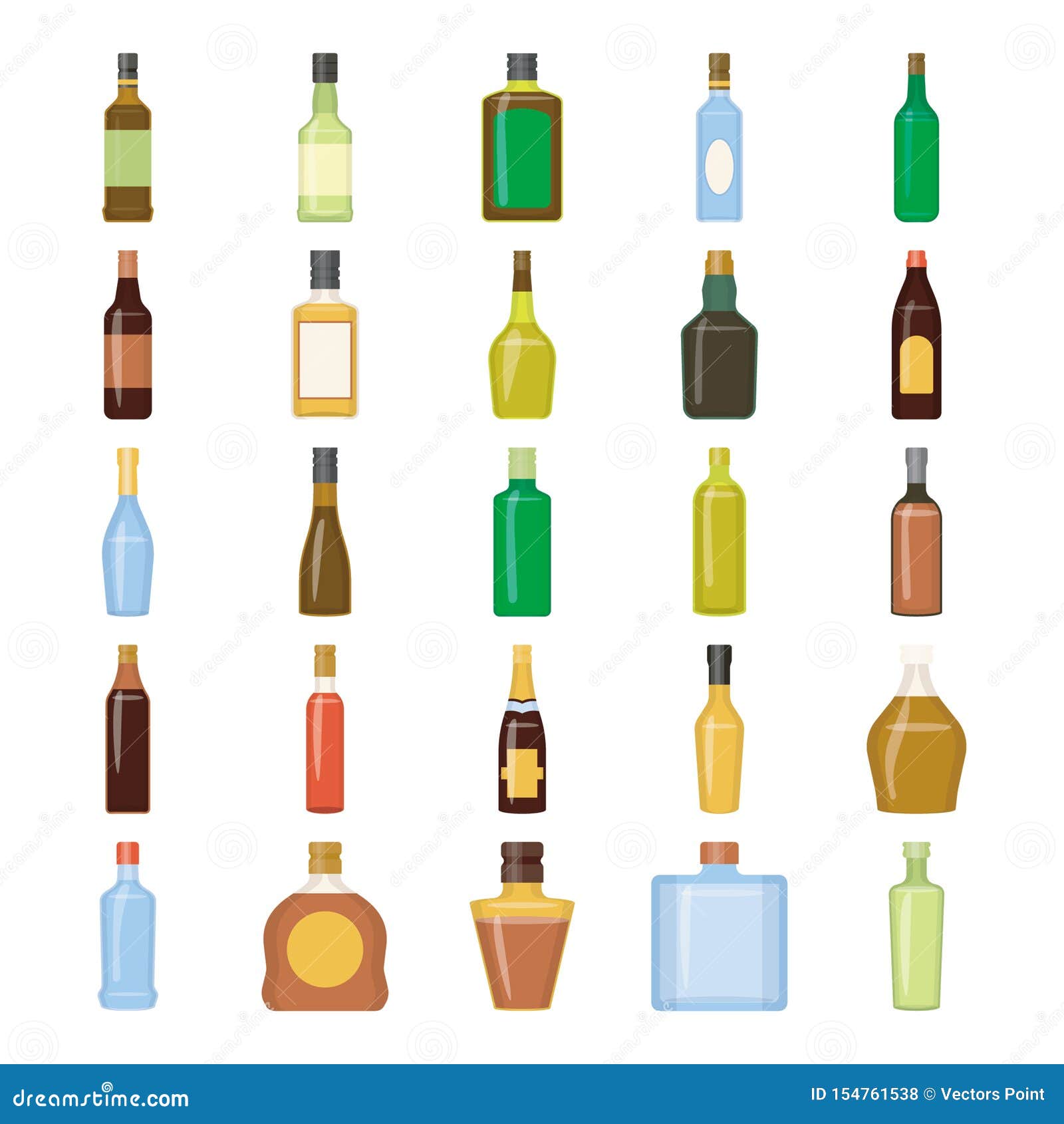Alcohol Bottle Icons Pack stock vector. Illustration of depressants ...