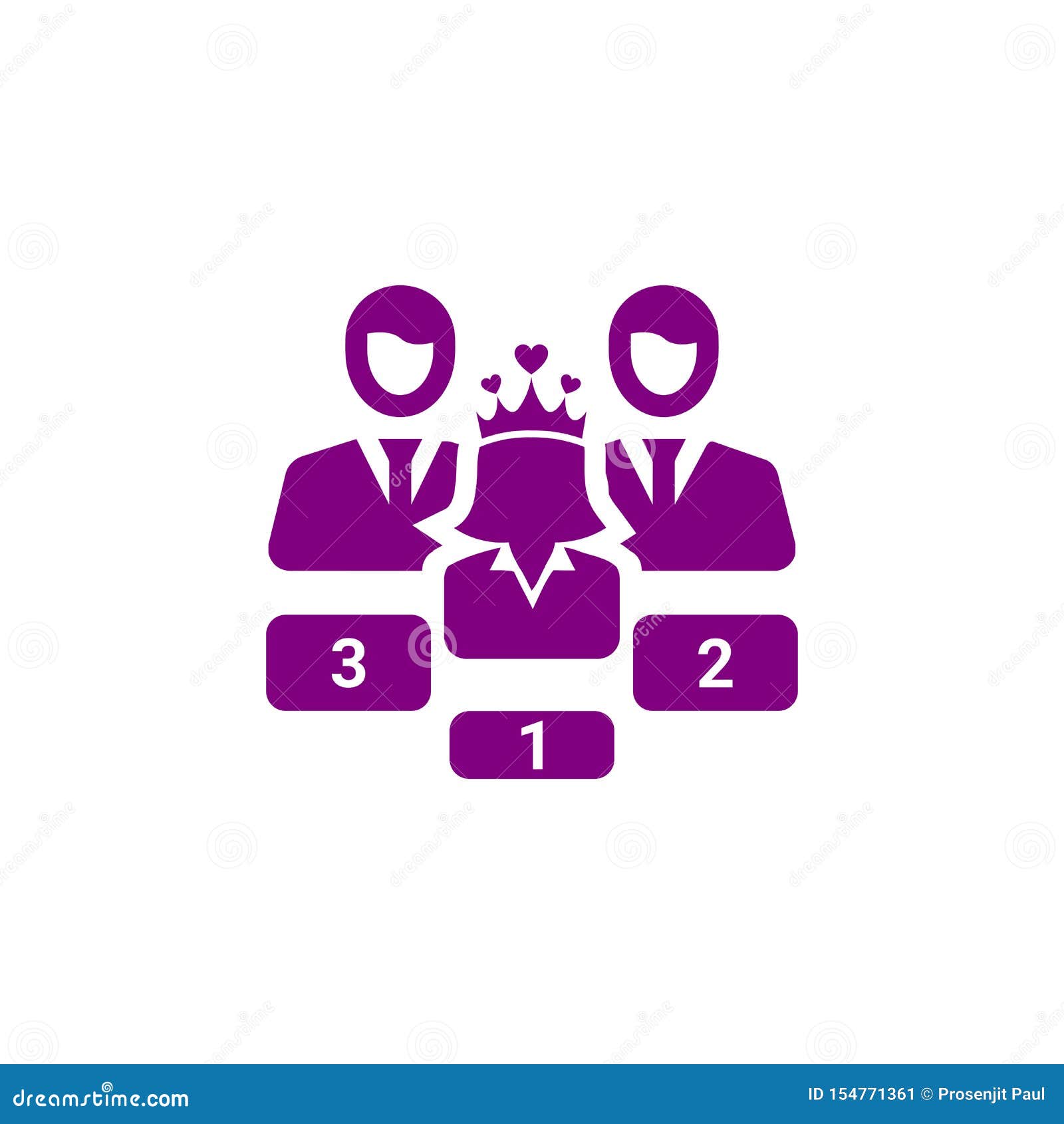 Award, Business Rank, Success, Team, Winner, Crown on Head Purple Color ...