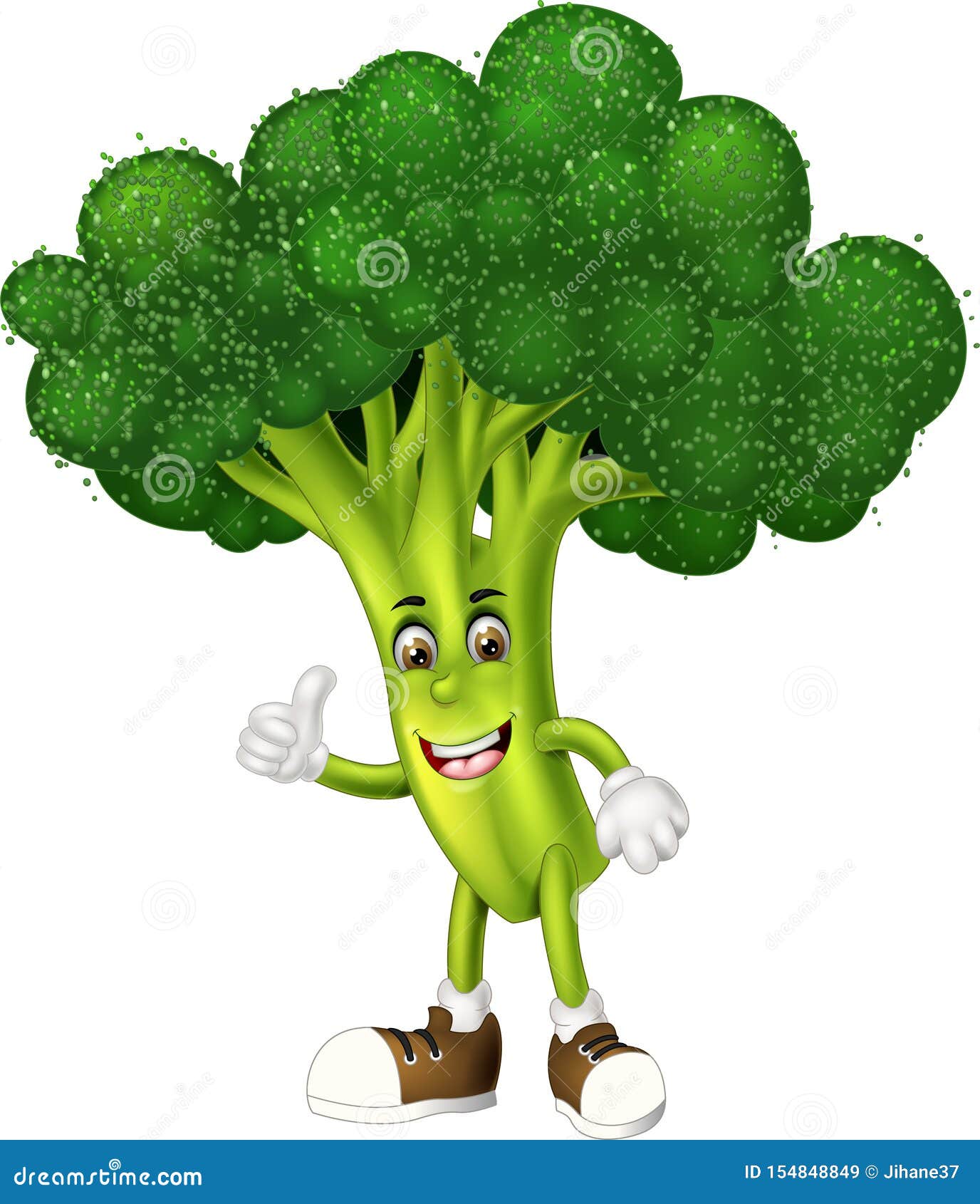 Broccoli Cartoon Cute Fun. Cheerful, Green, Funny Mascot Vector ...