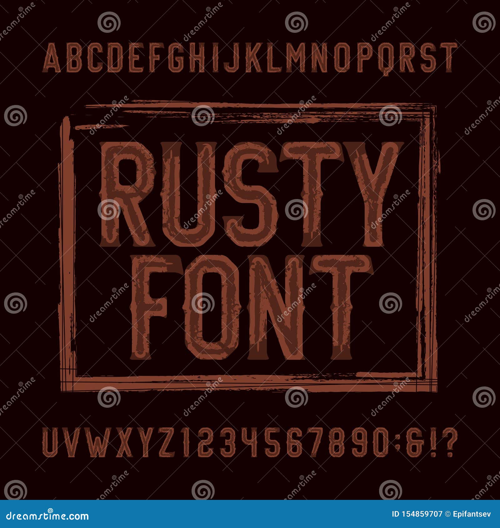 Rusty Alphabet Font. Distressed Retro Letters and Numbers Stock Vector ...