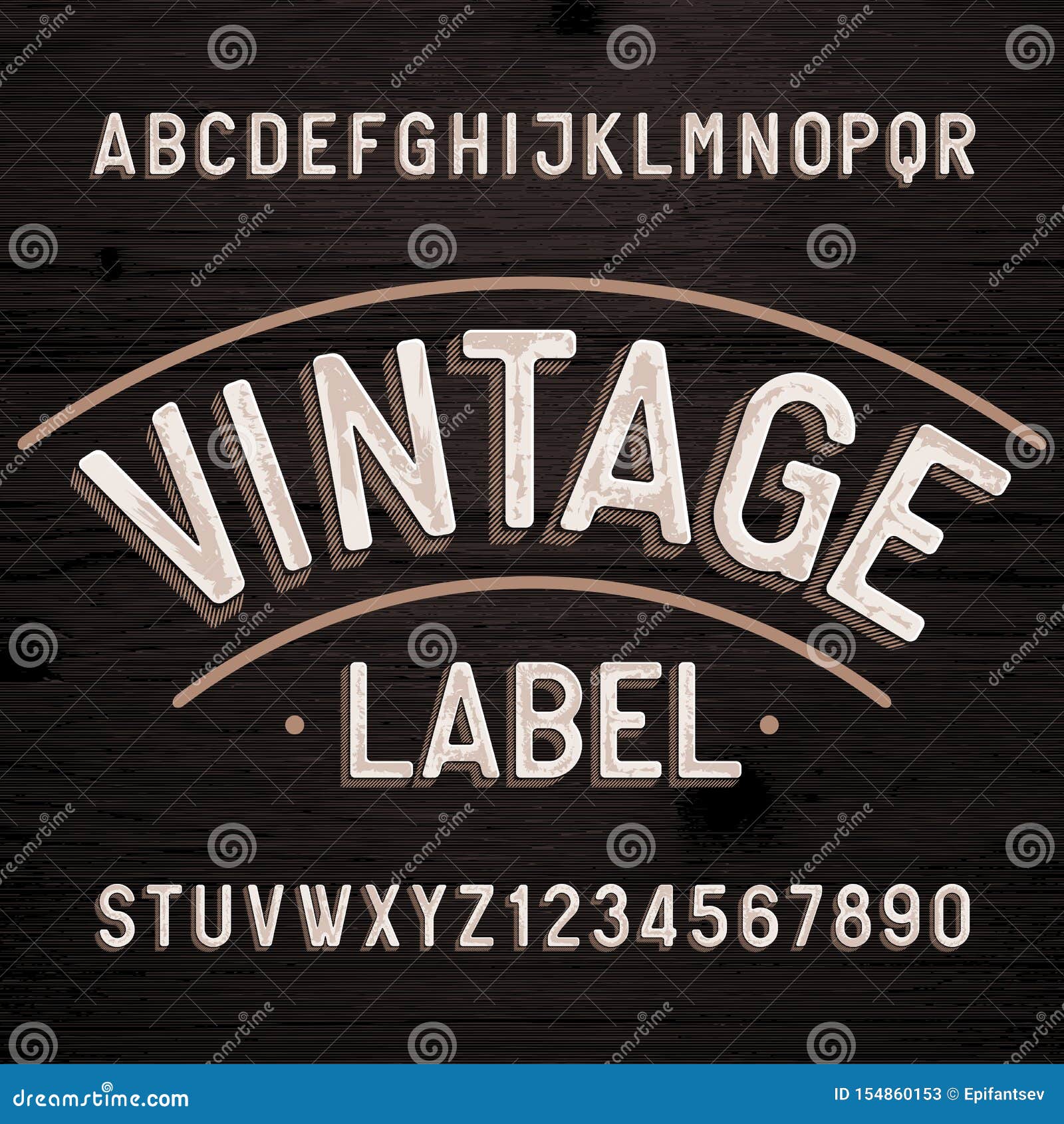 Vintage Label Alphabet Font. Distressed Retro Letters and Numbers Stock ...