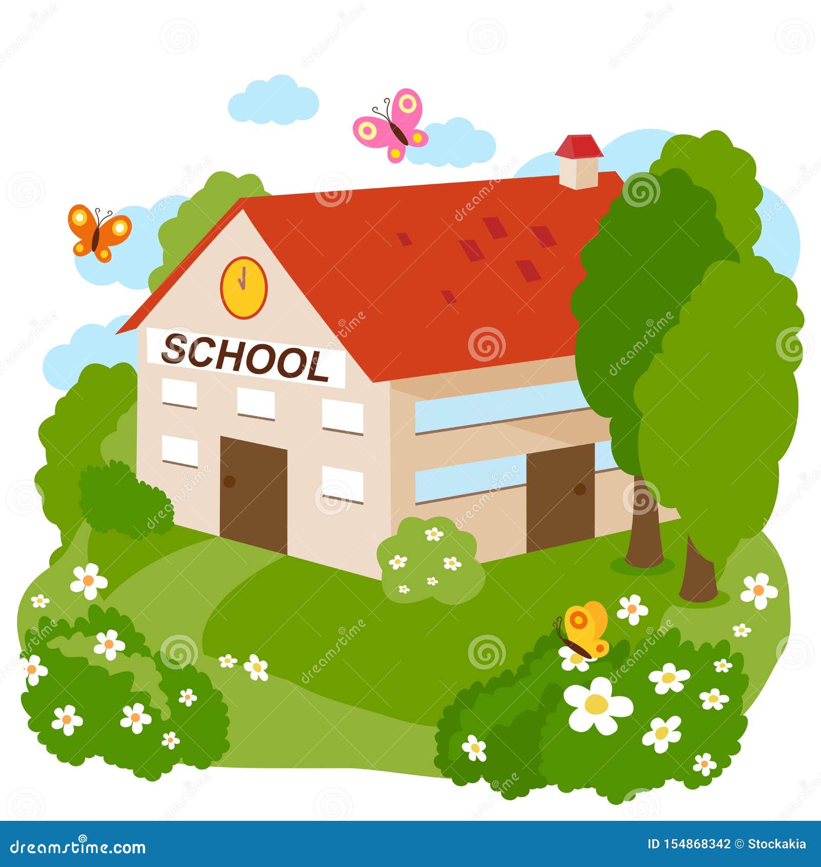 Printable Cartoon School Building