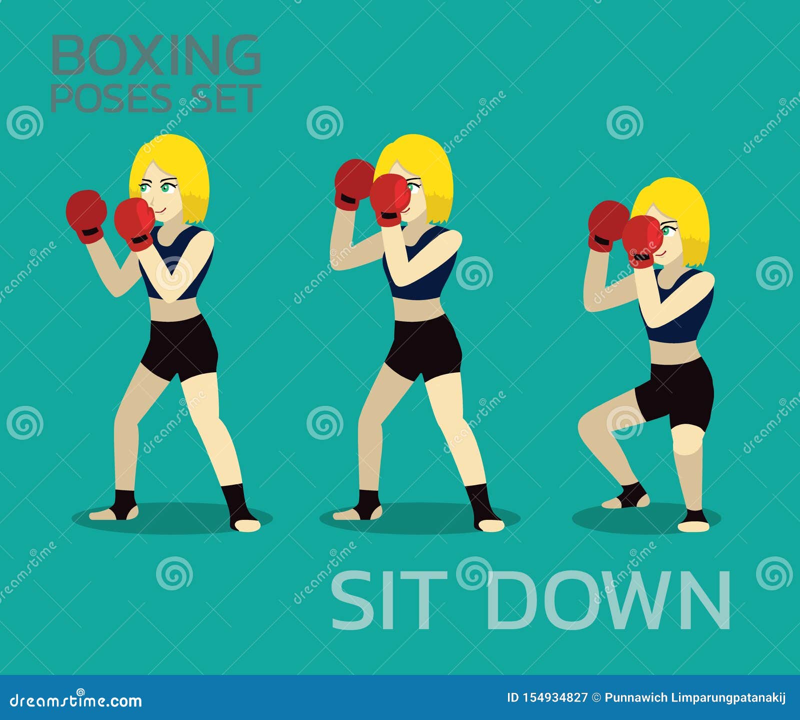 Sit Down Manga Boxing Man Cartoon Vector Illustration Seamless ...