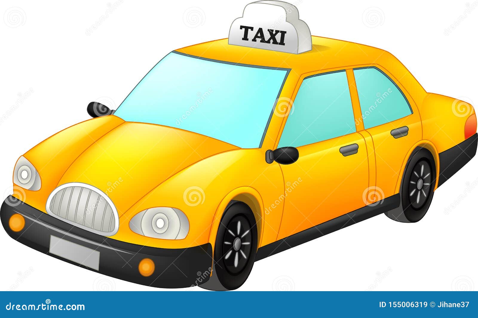 Funny Yellow Taxi Cartoon stock illustration. Illustration of funny ...