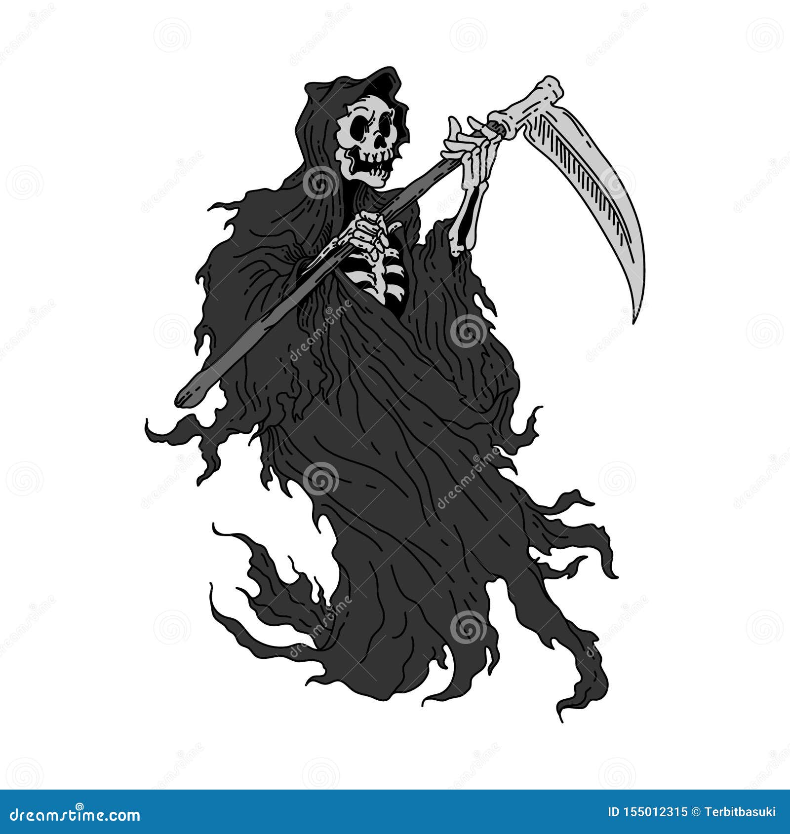 Skull of Death Hand Drawn Vector Stock Illustration - Illustration of ...