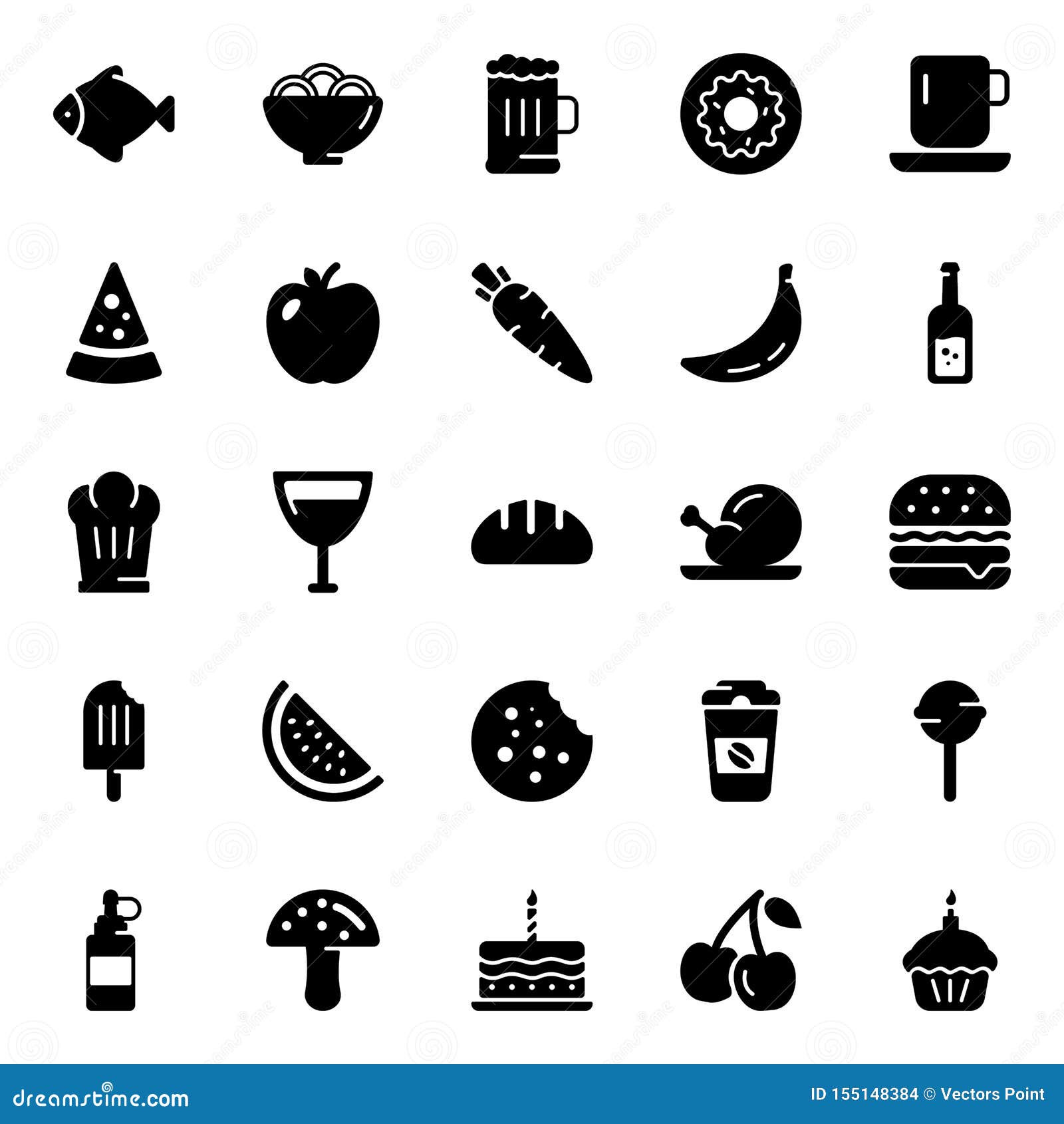 Food Solid Icons Pack stock vector. Illustration of filled - 155148384