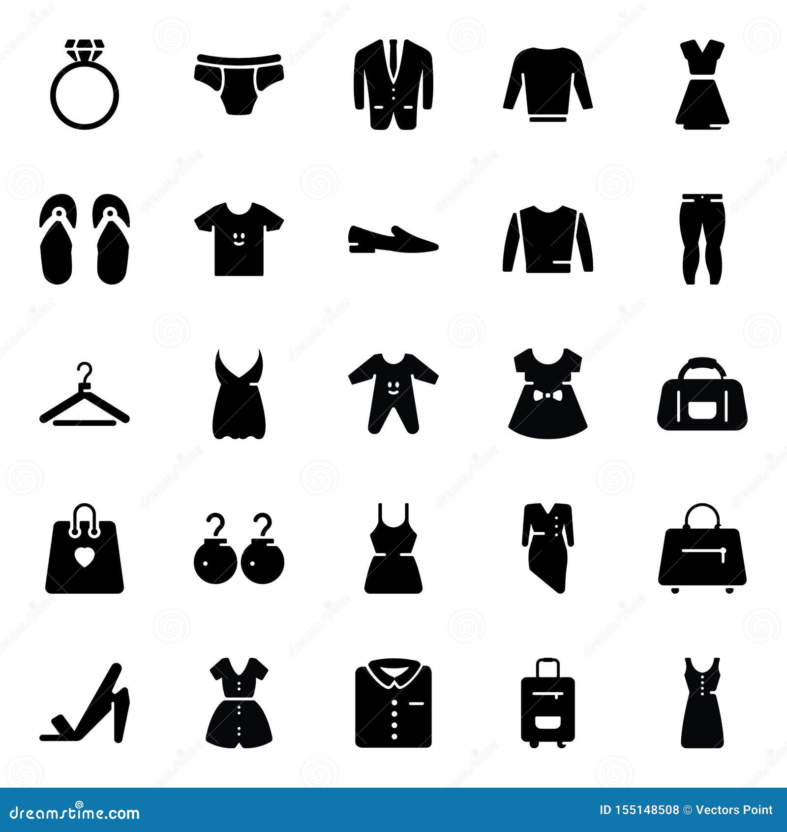 Clothing Accessories Solid Vector Stock Vector - Illustration of gems ...
