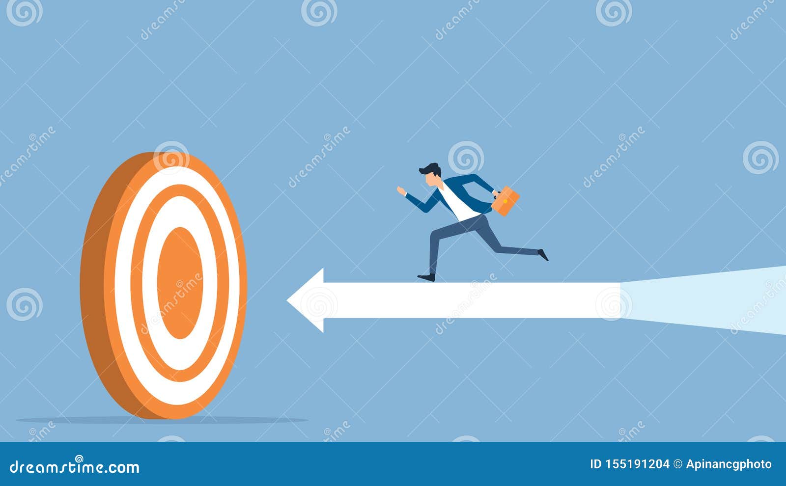 Flat Vector Illustration Businessman Speed Running To Target Success ...