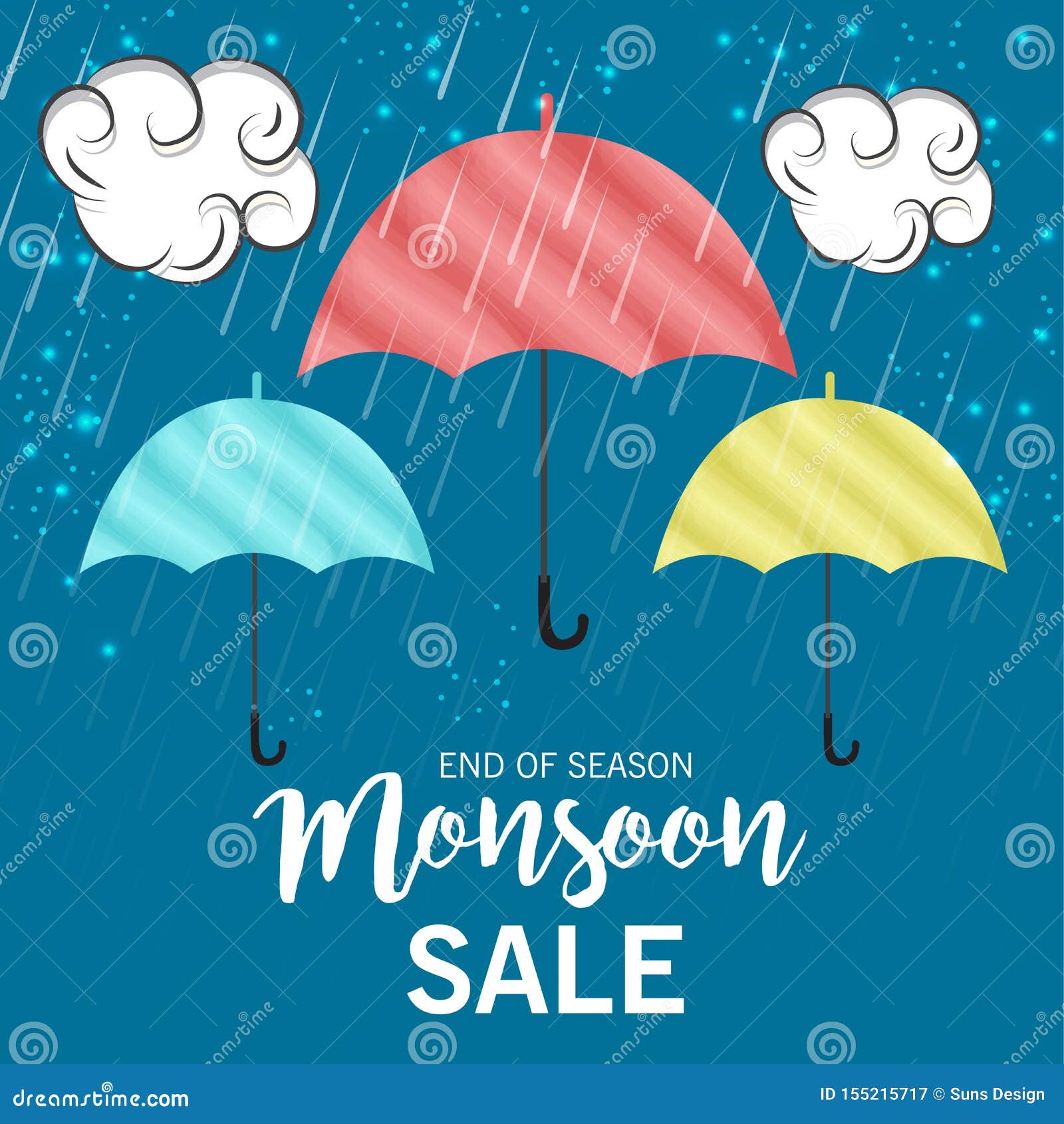 Happy Monsoon. stock illustration. Illustration of advertising - 155215717