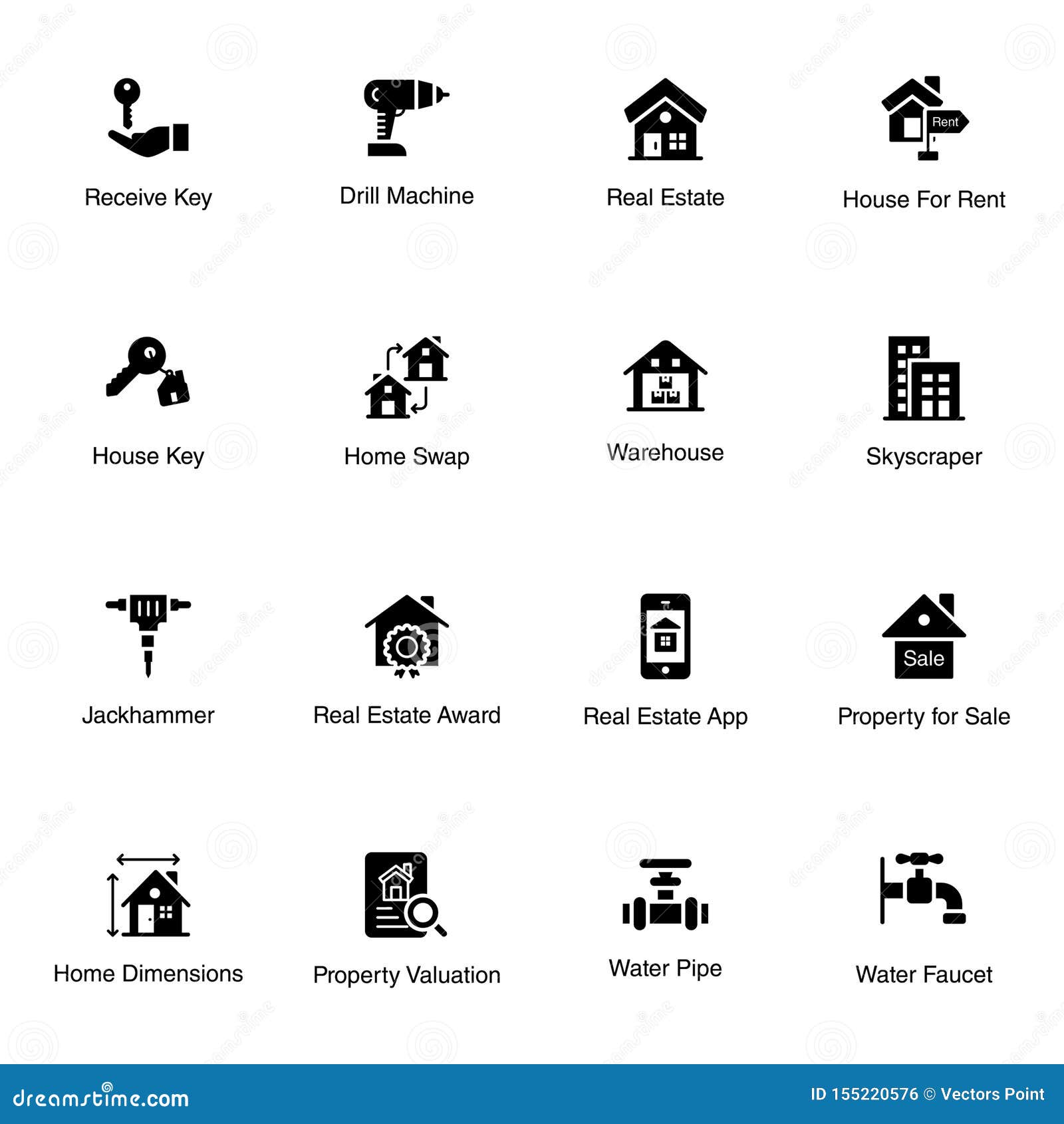 Property Services Solid Icons Pack Stock Vector - Illustration of ...