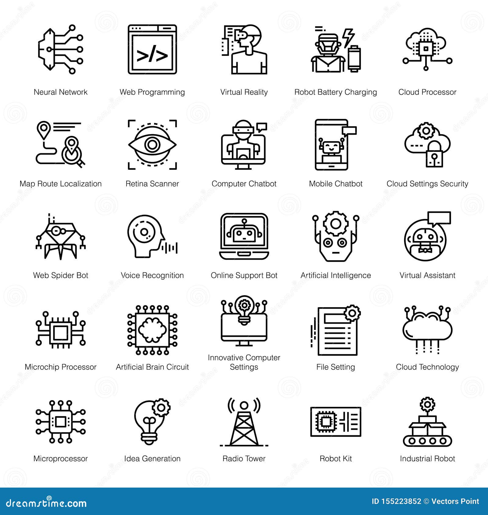 Ai Line Icons Pack stock vector. Illustration of mechanical - 155223852