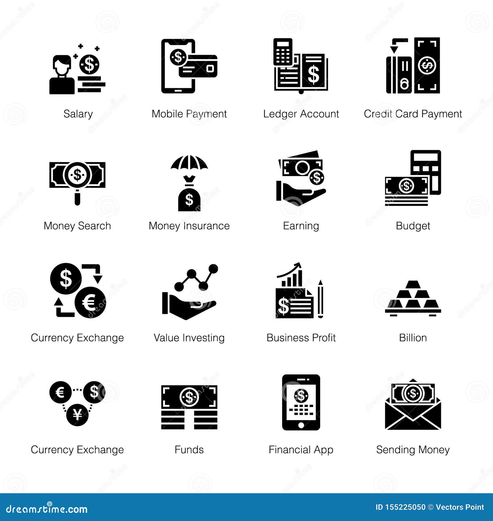 Banking Solid Vectors stock vector. Illustration of variations - 155225050