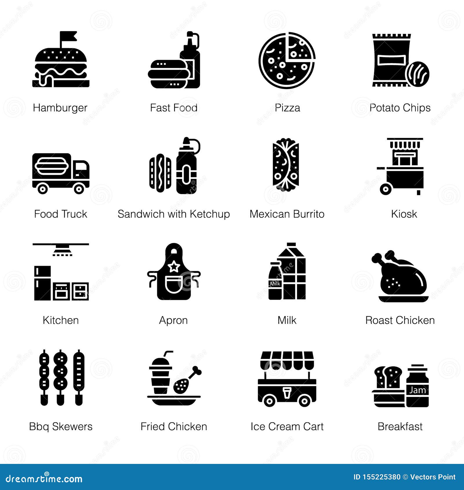 Fast Food Icons Pack stock vector. Illustration of refreshment - 155225380