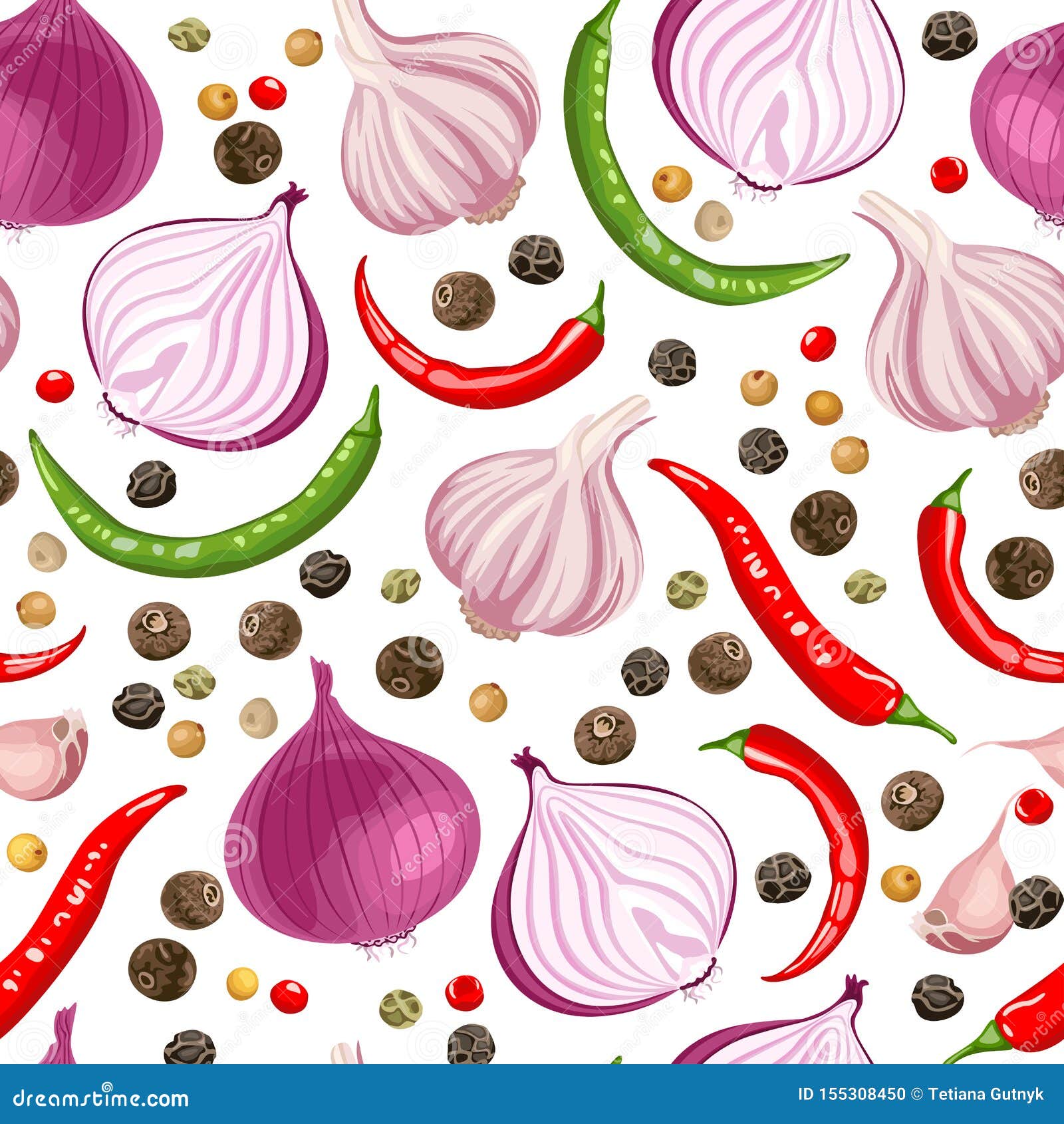 Seamless Pattern with Spicy Spices Stock Vector - Illustration of ...