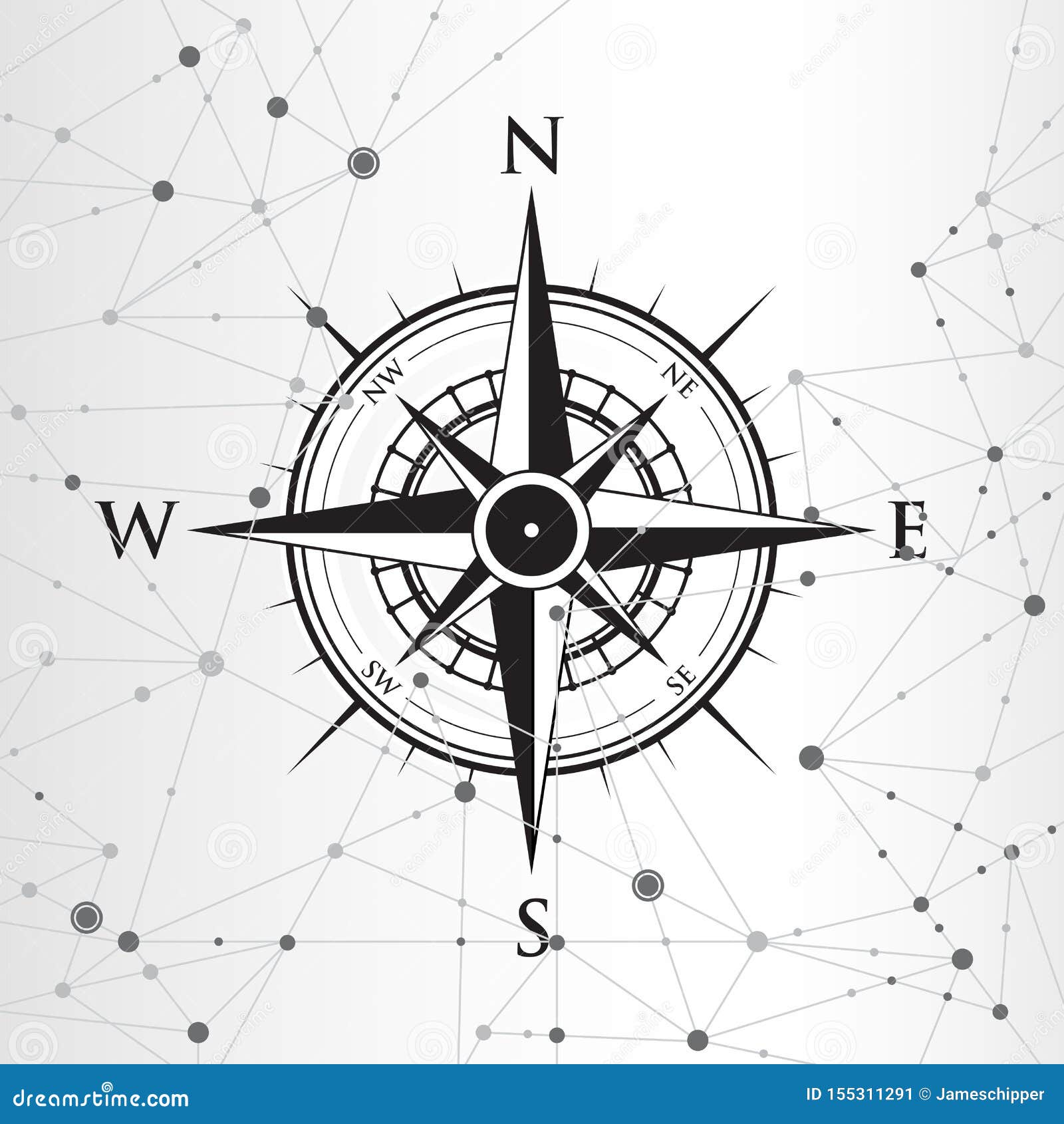 Compass on a Geometric Connection Background Stock Vector ...