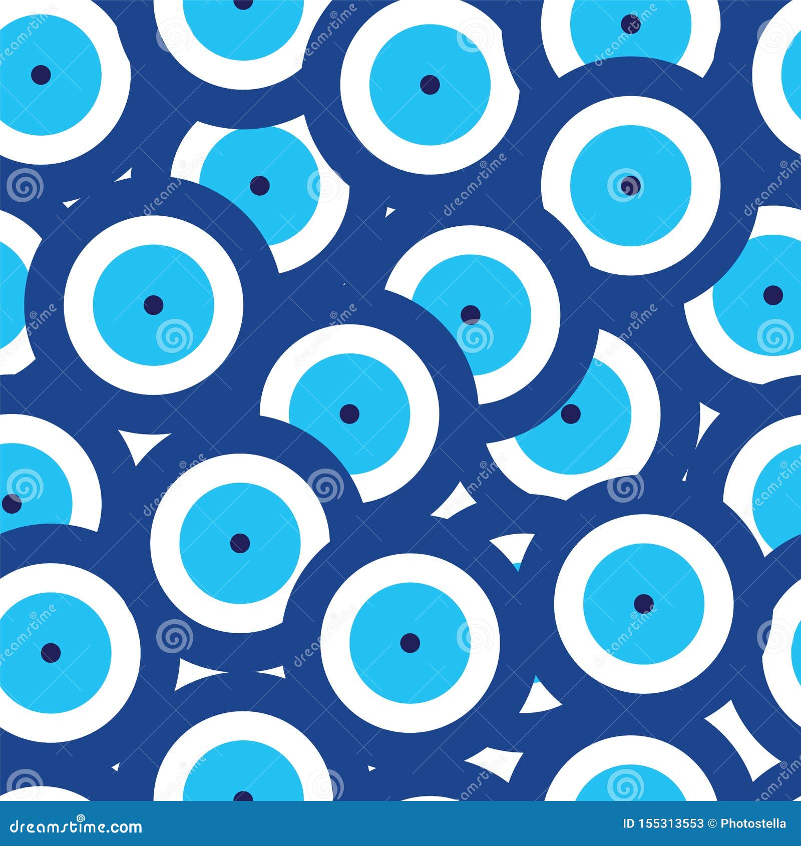 Seamless Pattern with Blue Evil Eye Vector Stock Vector - Illustration ...