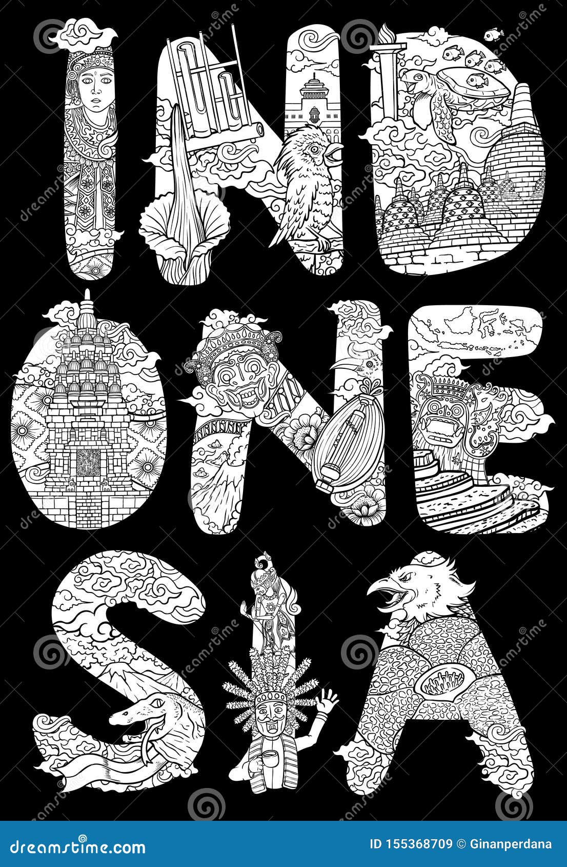 Custom Font Lettering Amazing Culture of Indonesia with Doodle Style ...