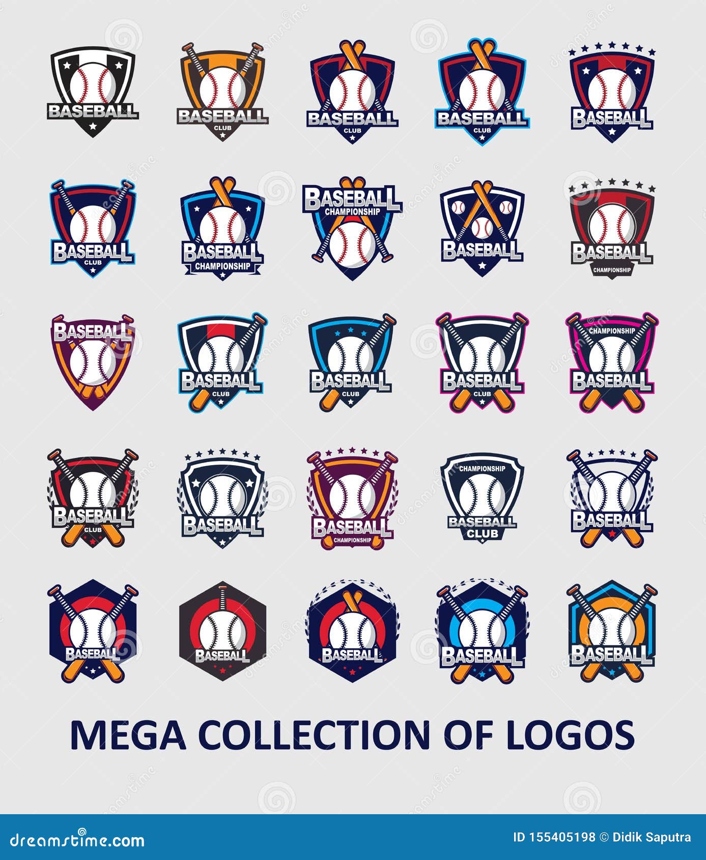 Baseball Logos. Set of 25 Baseball Labels for Your Business Stock ...