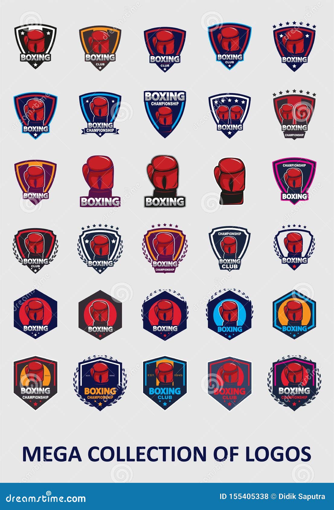 Boxing Logos In Vintage Style On Red Background Cartoon Vector ...