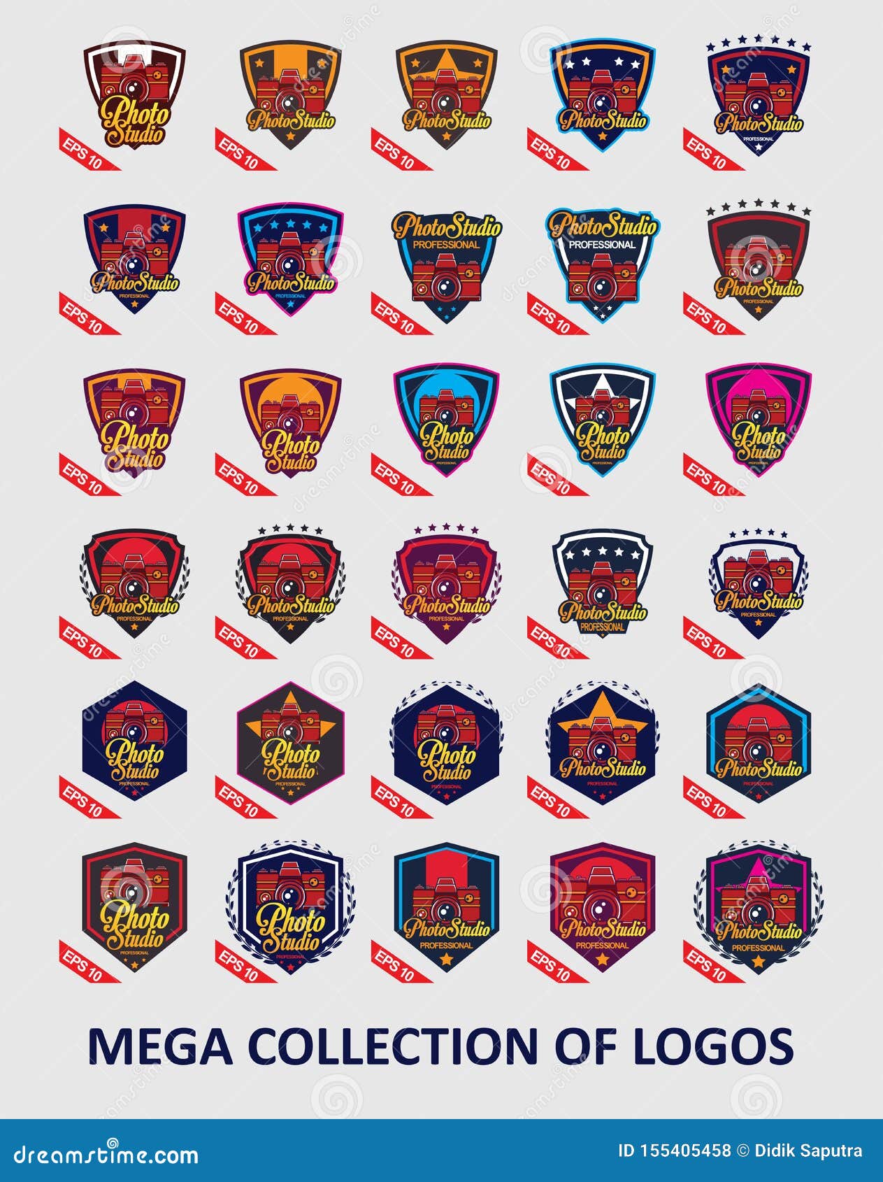 Camera Logos. Set of 30 Camera Badges for Your Business Stock Vector ...