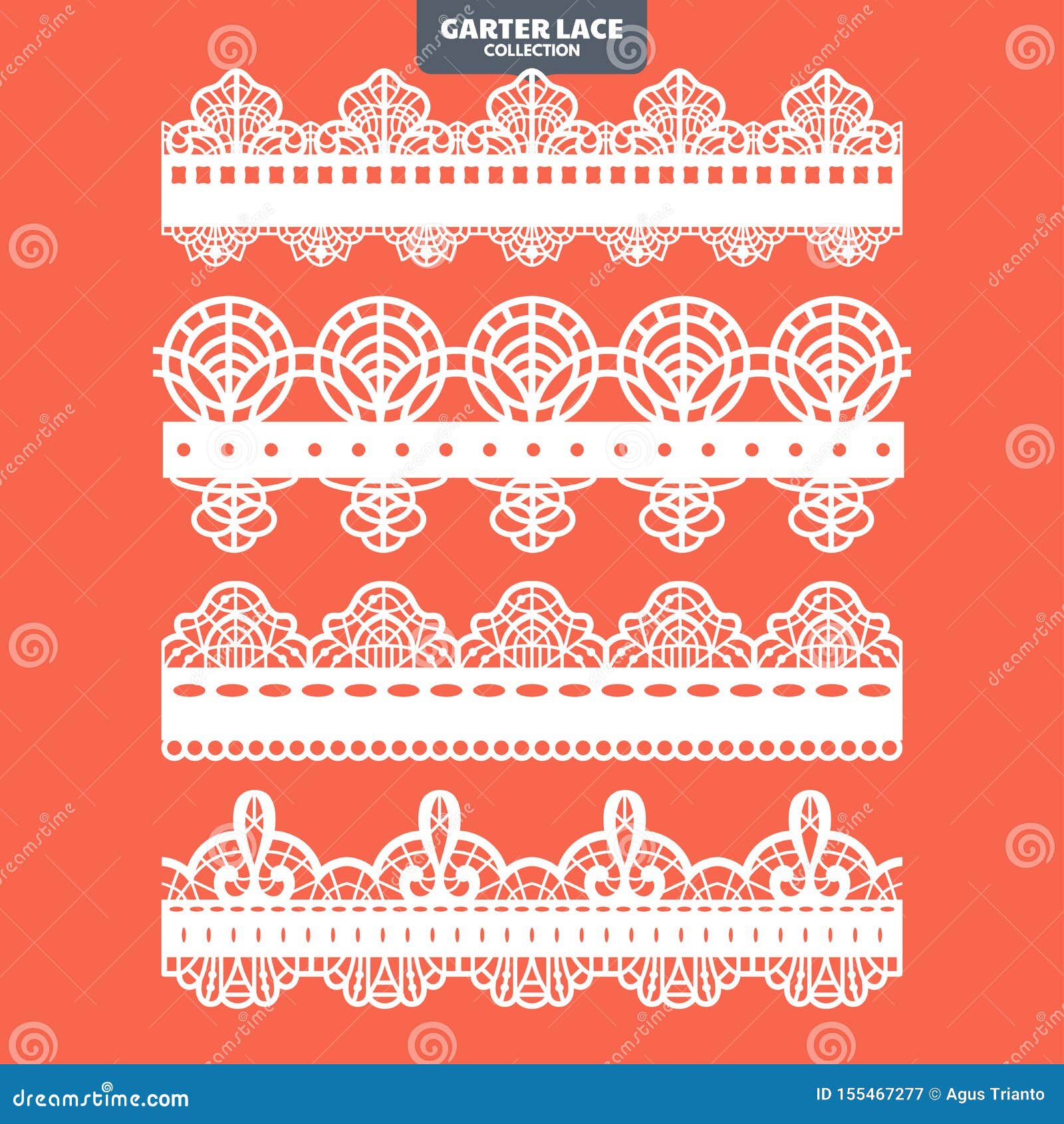 Set Garter Lace Ornament For Embroidery And Laser Cut Cartoon Vector ...