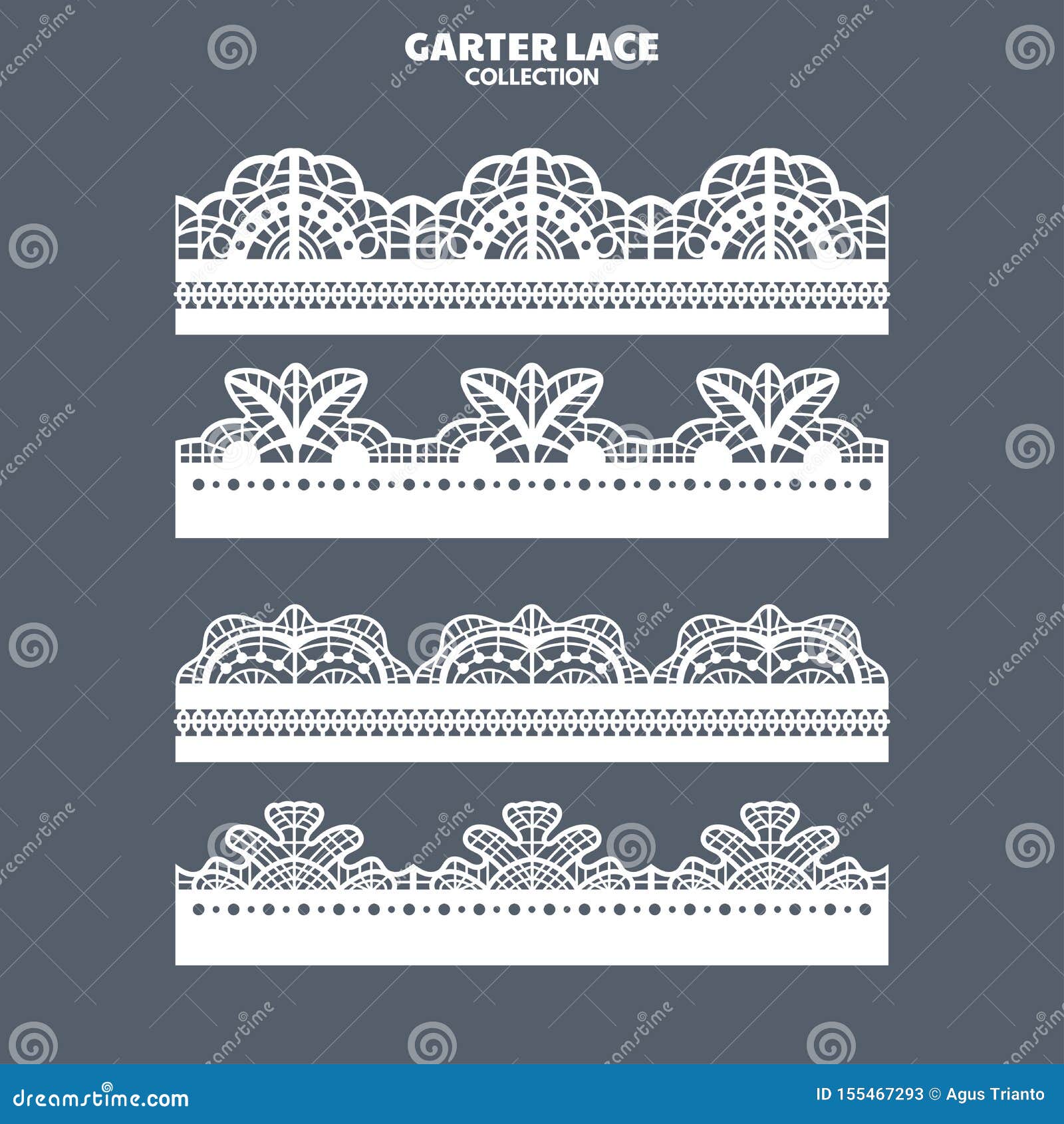 Set Garter Lace Ornament For Embroidery And Laser Cut Cartoon Vector ...