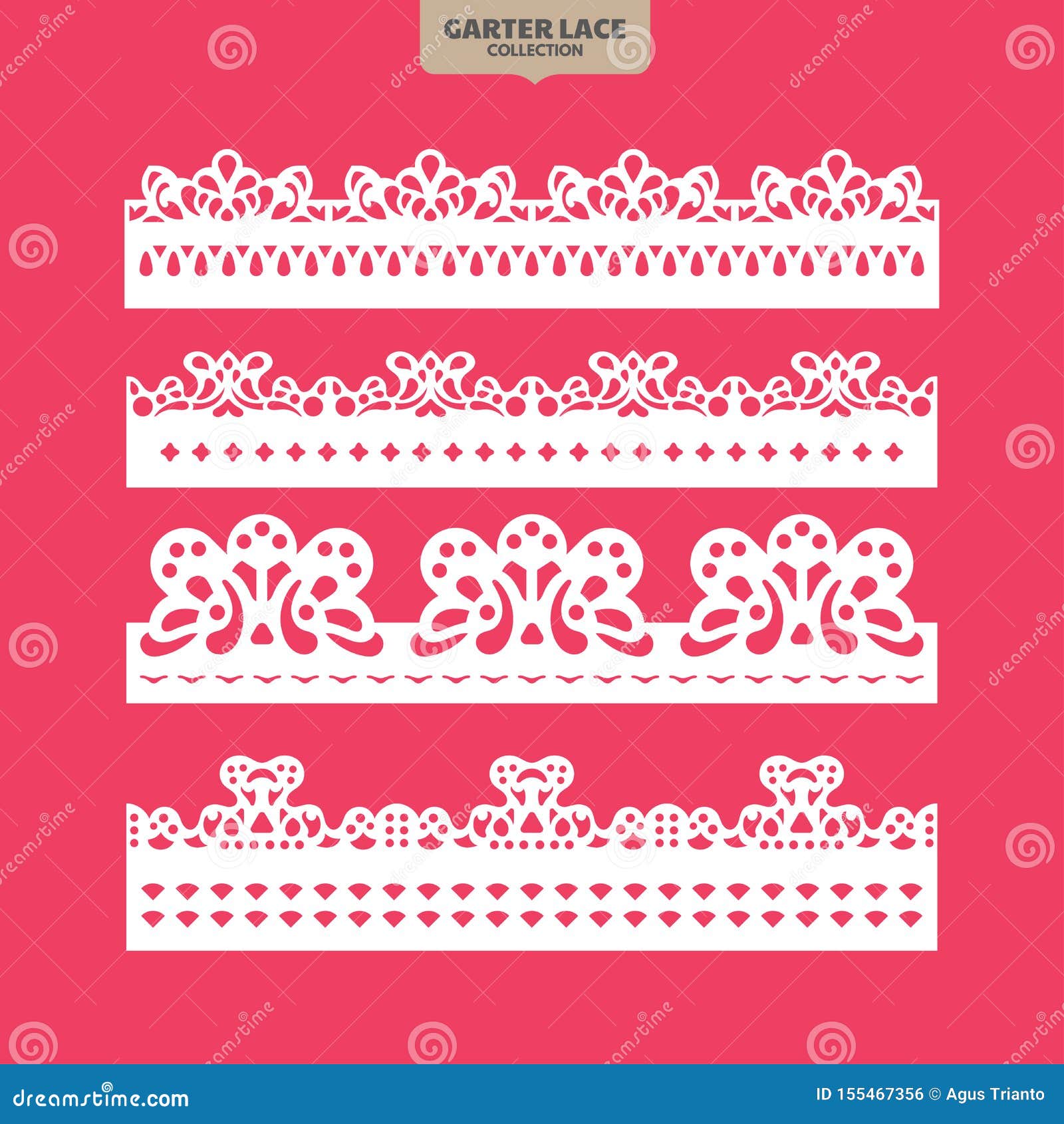 Set Garter Lace Ornament For Embroidery And Laser Cut Cartoon Vector ...