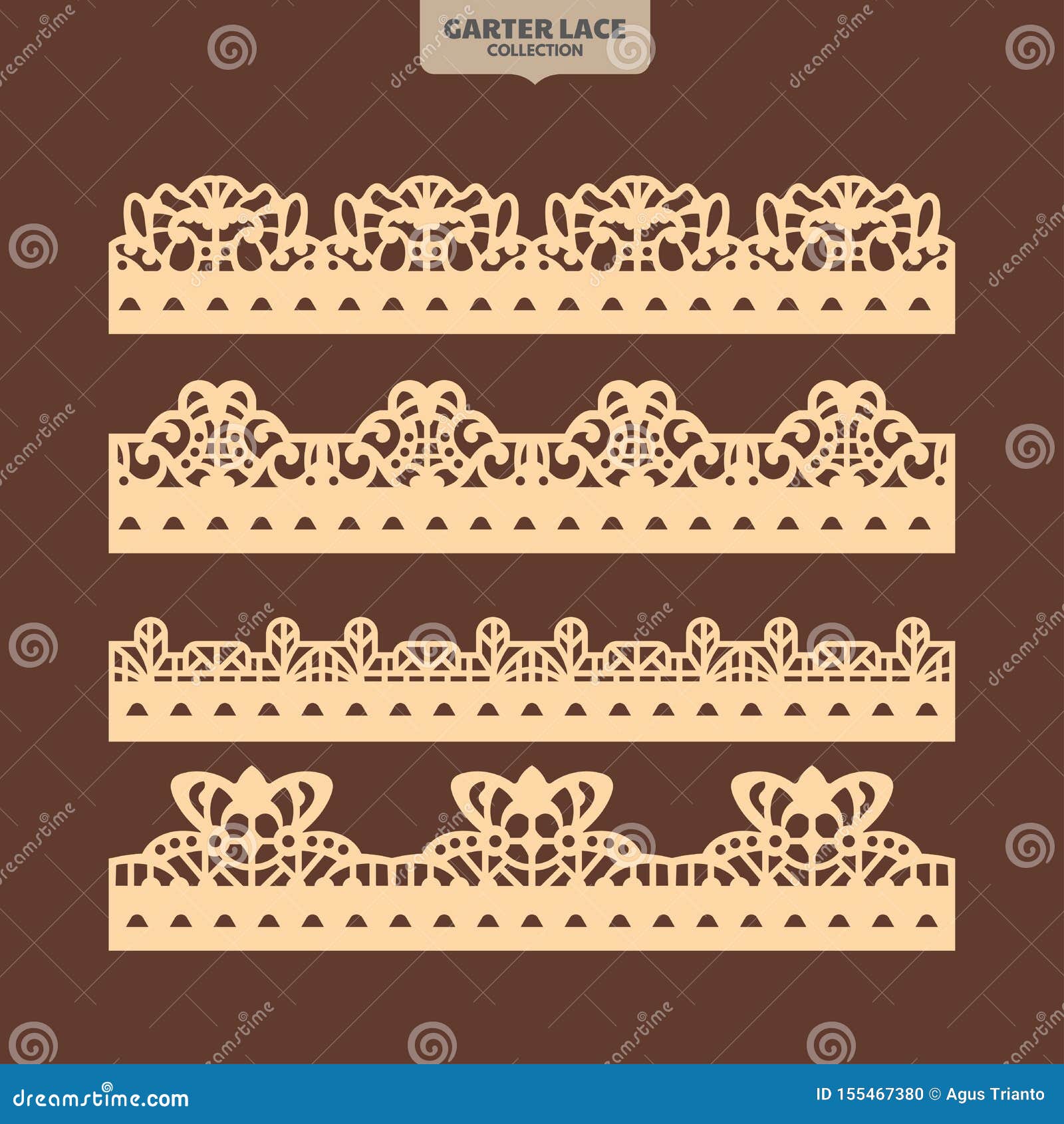 Set Garter Lace Ornament For Embroidery And Laser Cut Cartoon Vector ...