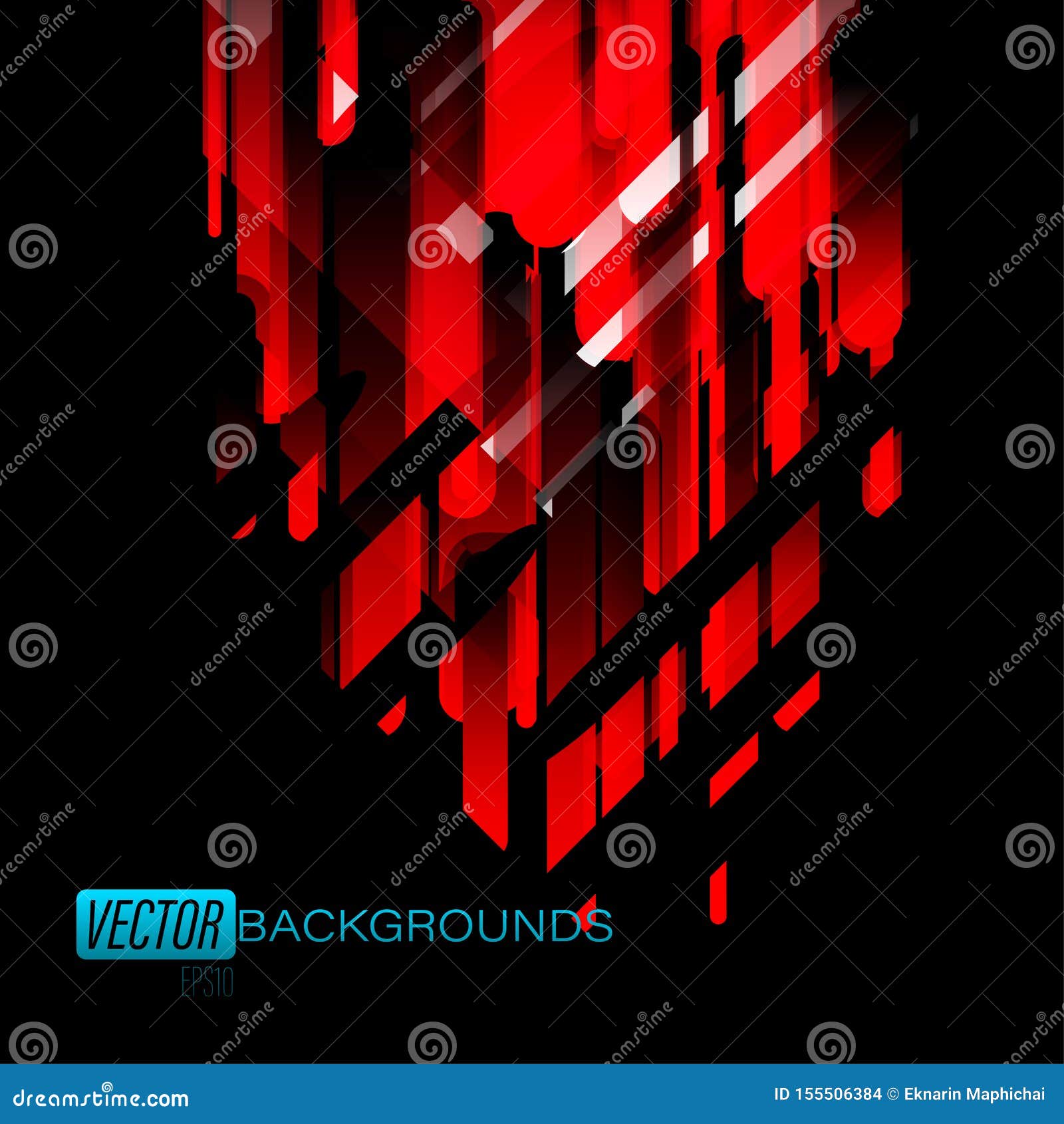 Abstract Red Colors Shapes on a Black Stock Vector - Illustration of ...