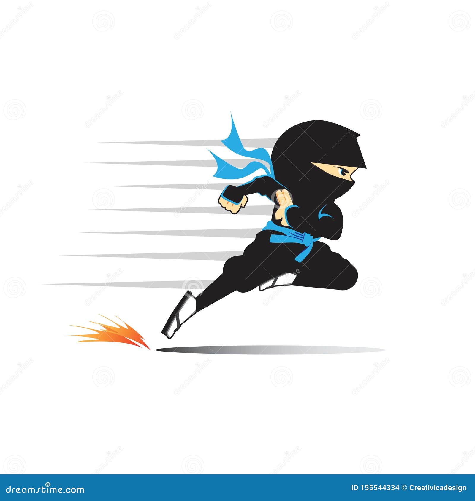 Ninja Running Fast, Vector Illustration Stock Vector - Illustration of ...