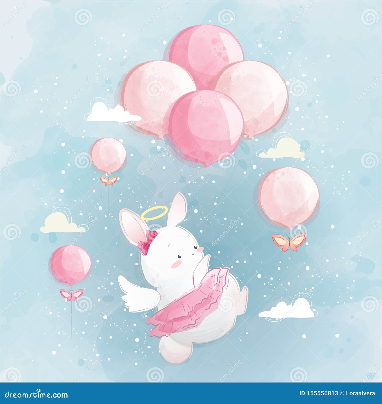 Cute Flying Bunny stock vector. Illustration of rabbit - 155556813