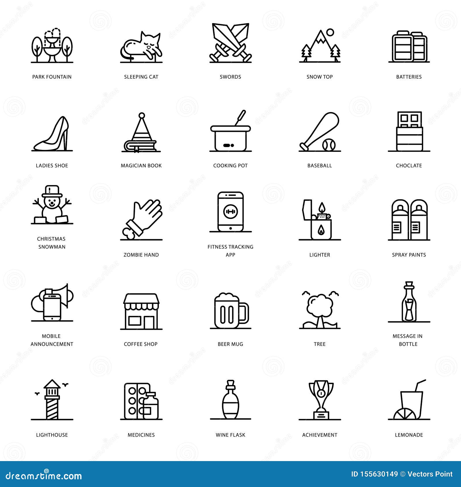 Sports Line Icons Pack stock vector. Illustration of line - 155630149