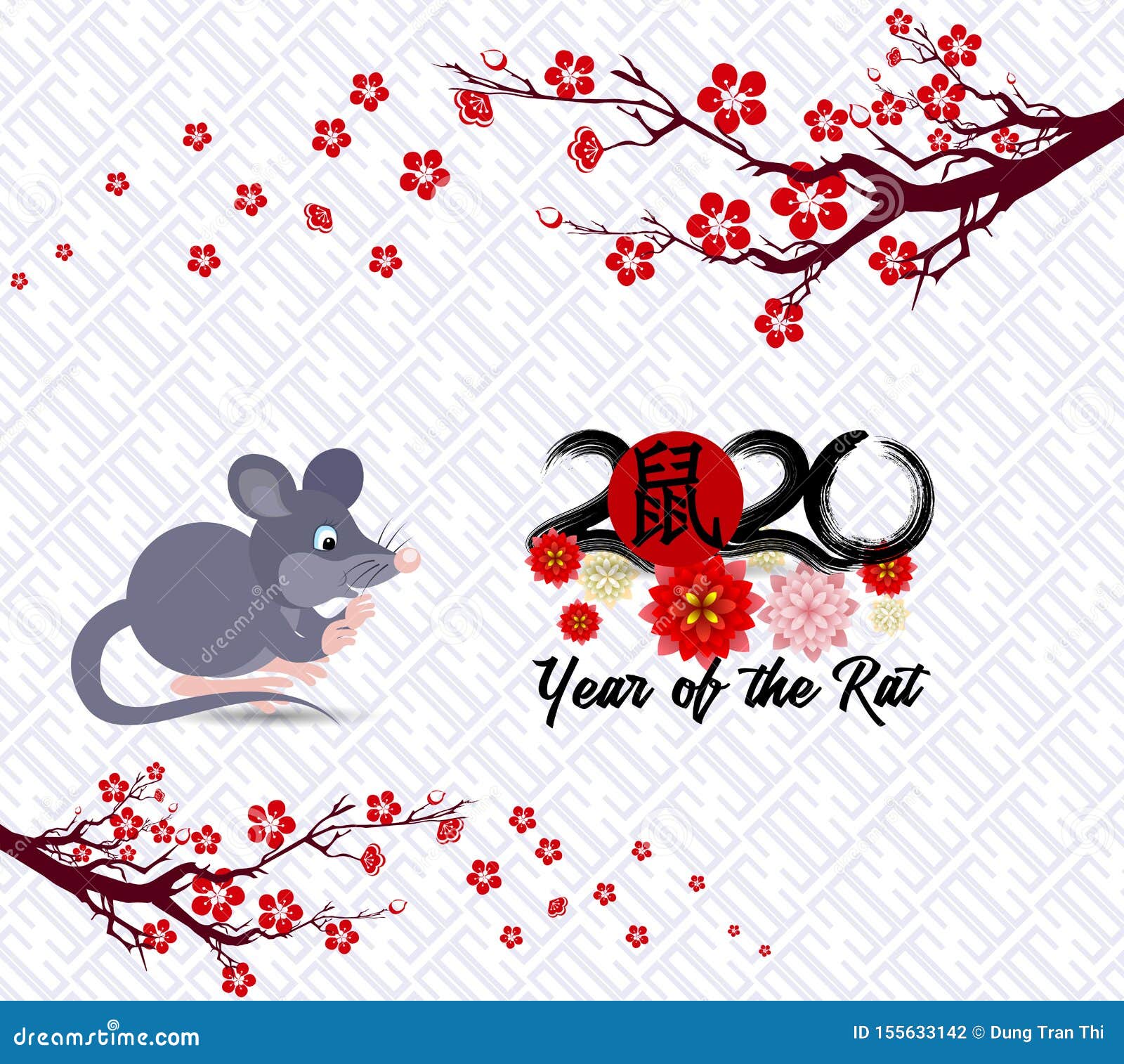 Happy New Chinese Year 2020 Year of the Rat Stock Vector - Illustration ...