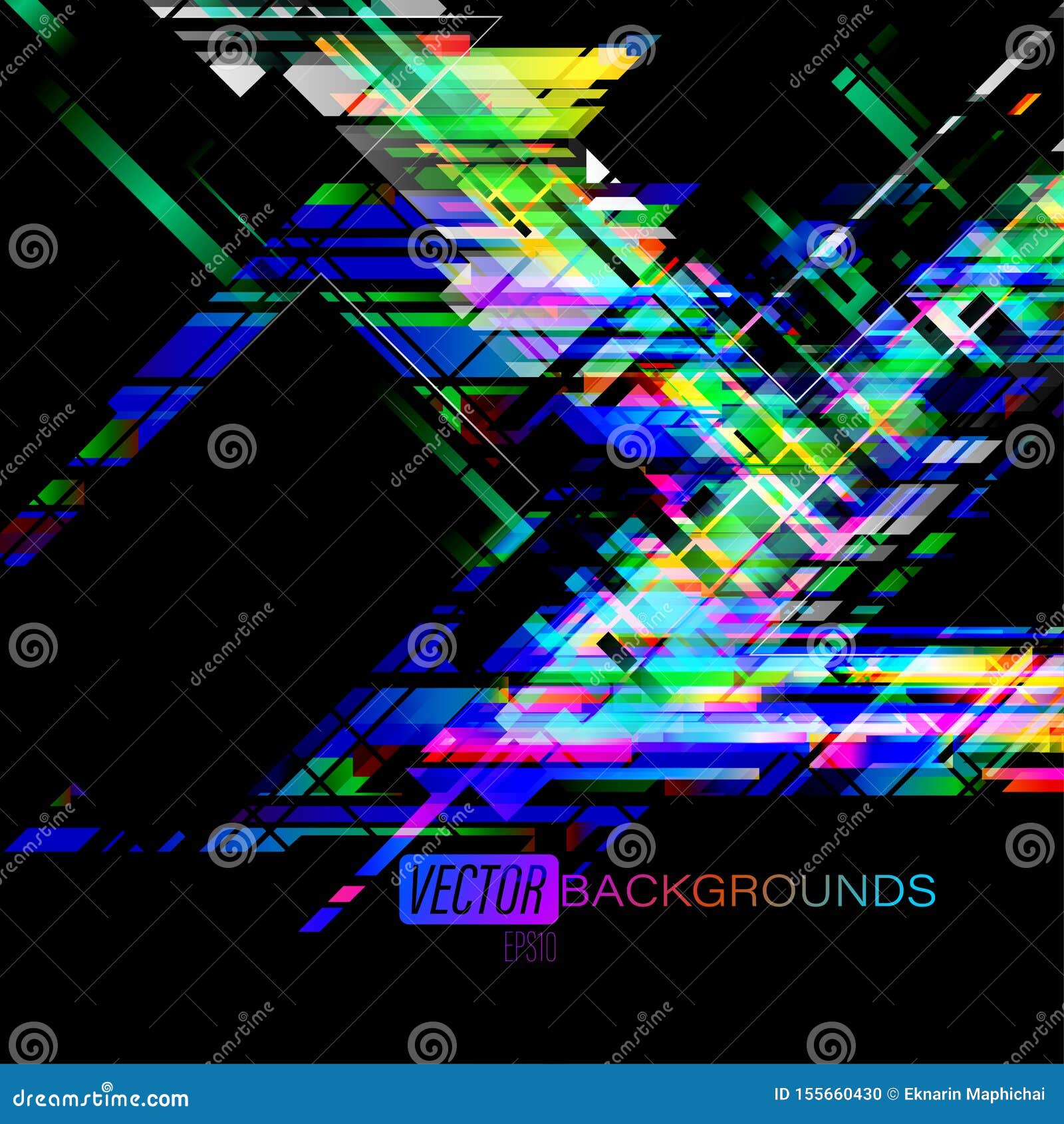 Abstract Colors Angle Shapes Motion on a Black Stock Vector ...