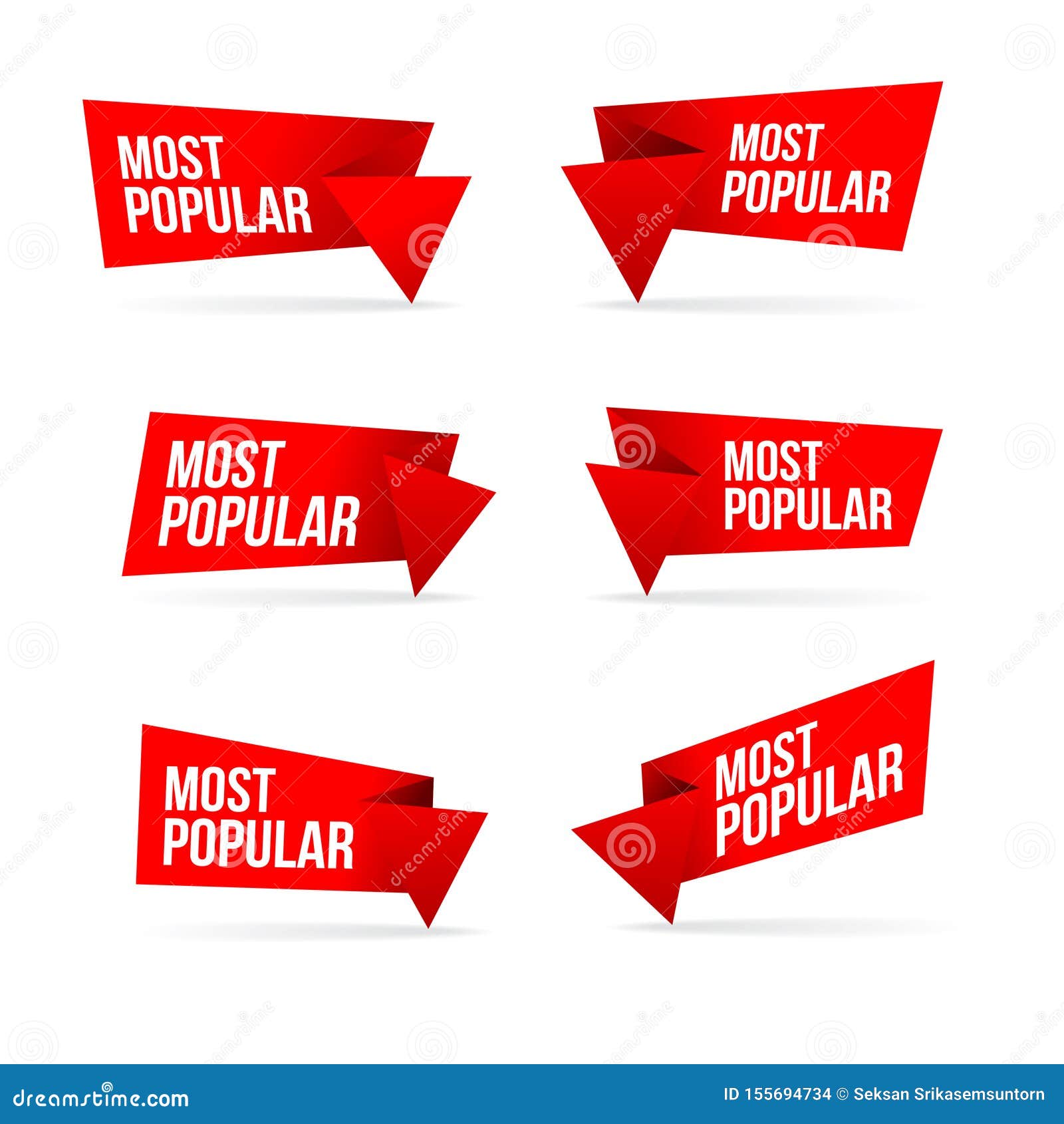 Set of Red Banner Vector, Most Popular Stock Vector - Illustration of ...