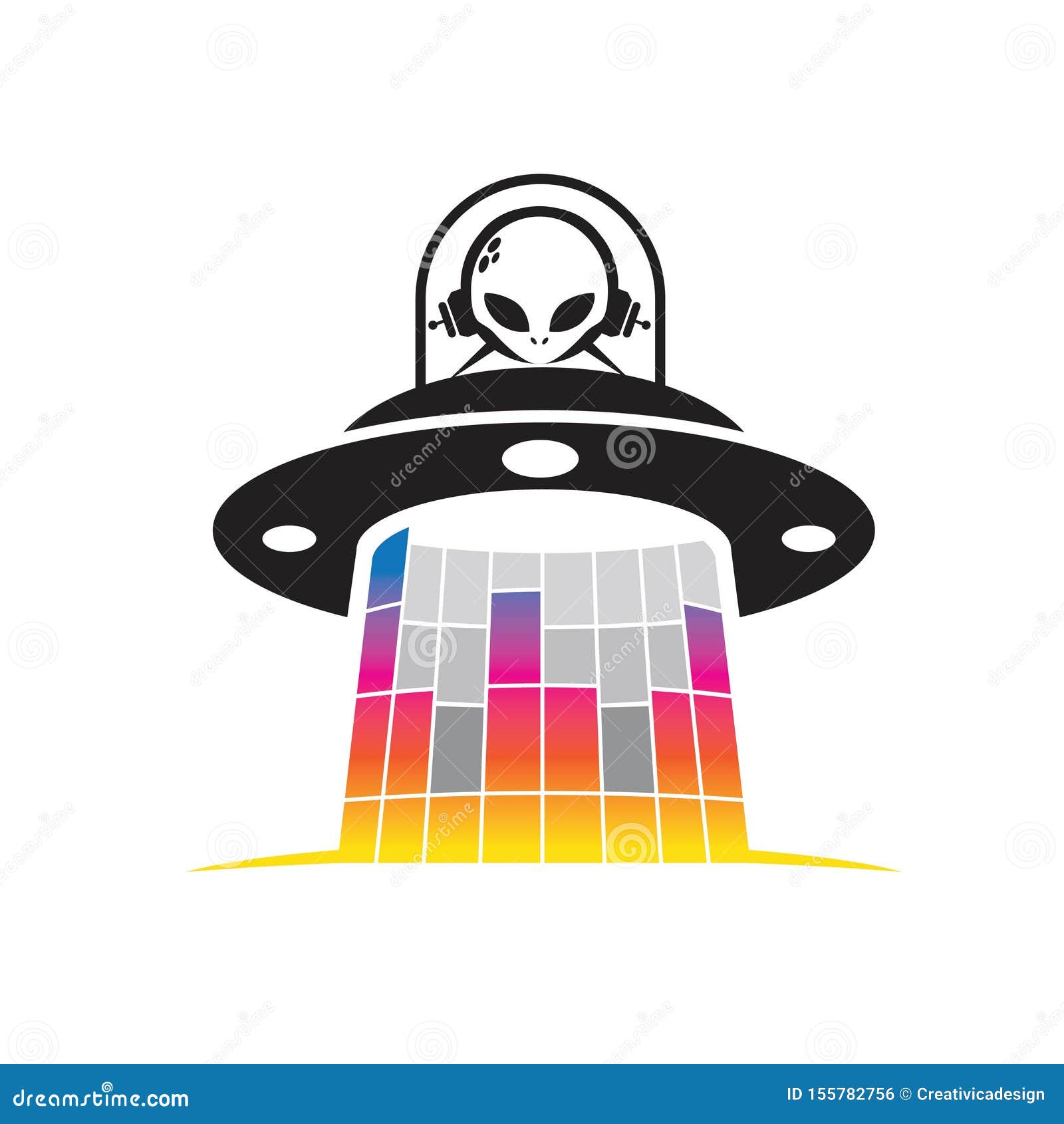 Alien Music Equalizer Visual Logo Design Stock Vector - Illustration of ...