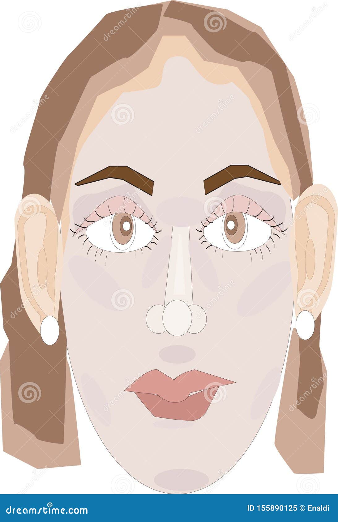 Simple and Flat Female Head and Face Vector Stock Vector - Illustration ...