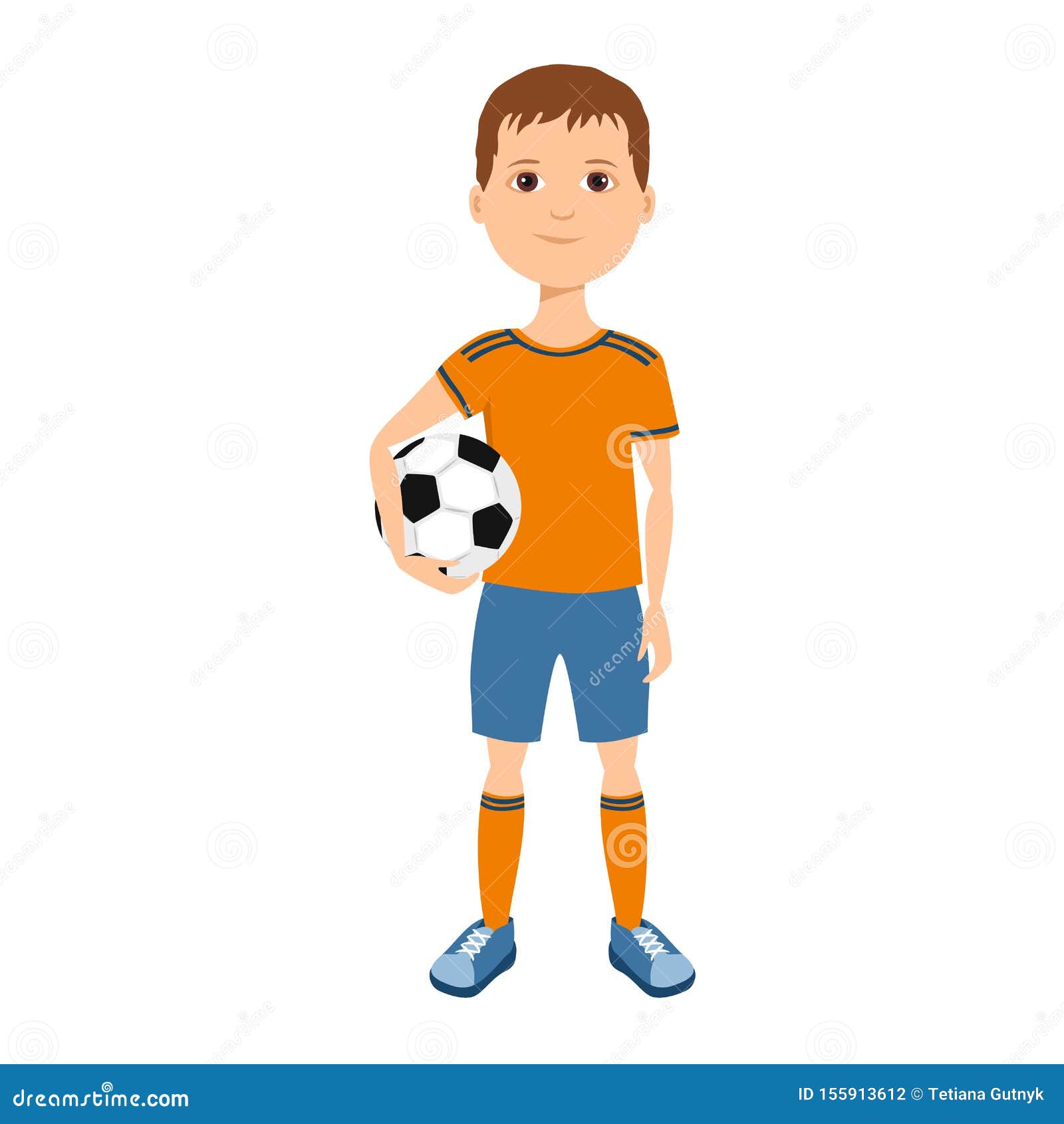Boy in Sports Uniform Holds Ball in His Hands. Stock Vector ...