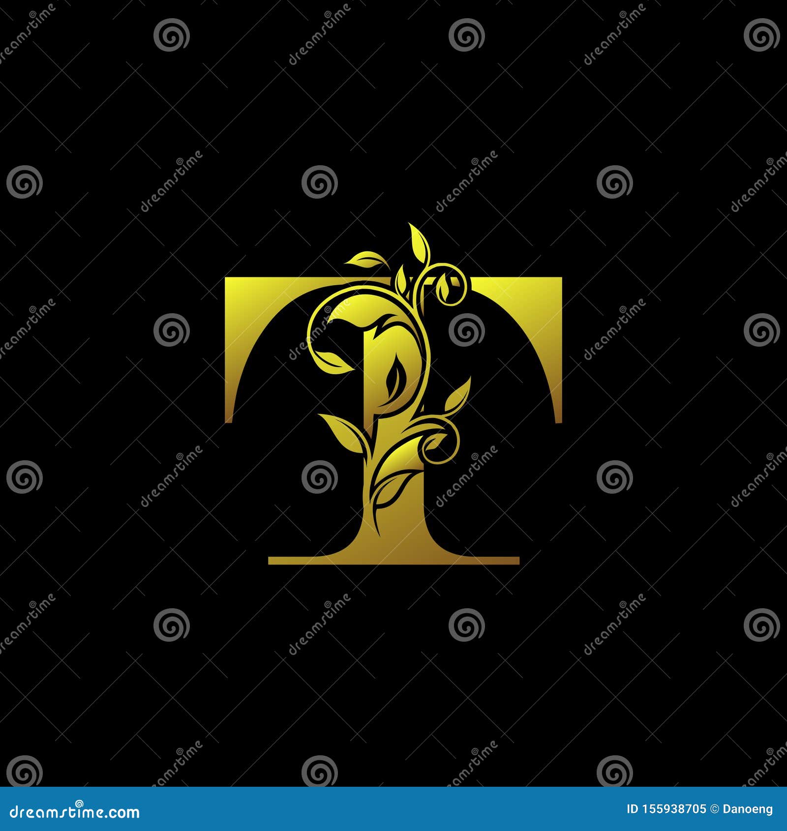 Classy Gold Letter T Logo Icon . Initial Letter T Design Vector Luxury ...