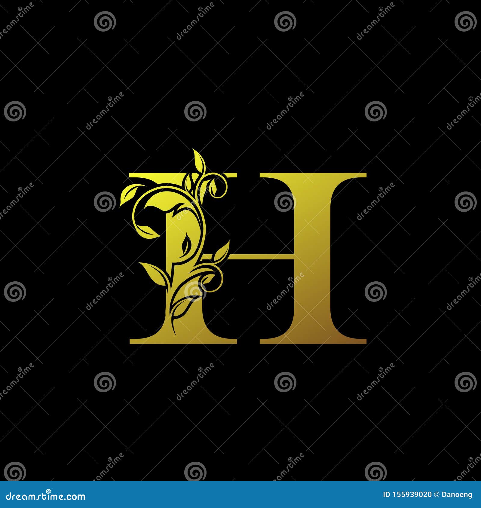 Classy Gold Letter H Logo Icon . Initial Letter H Design Vector Luxury ...