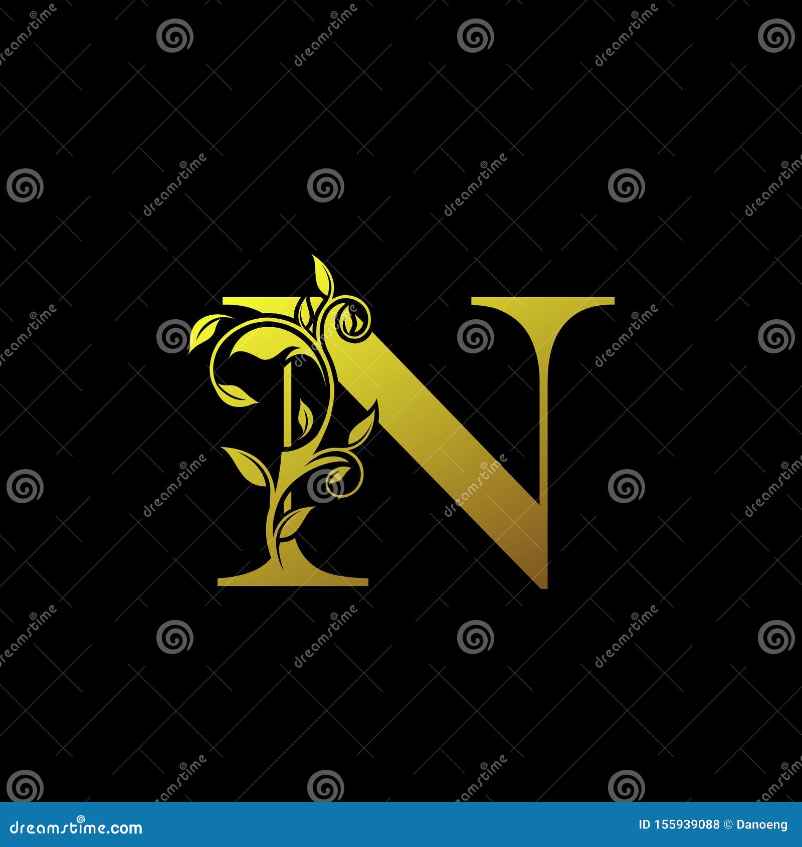 Classy Gold Letter N Logo Icon . Initial Letter N Design Vector Luxury ...