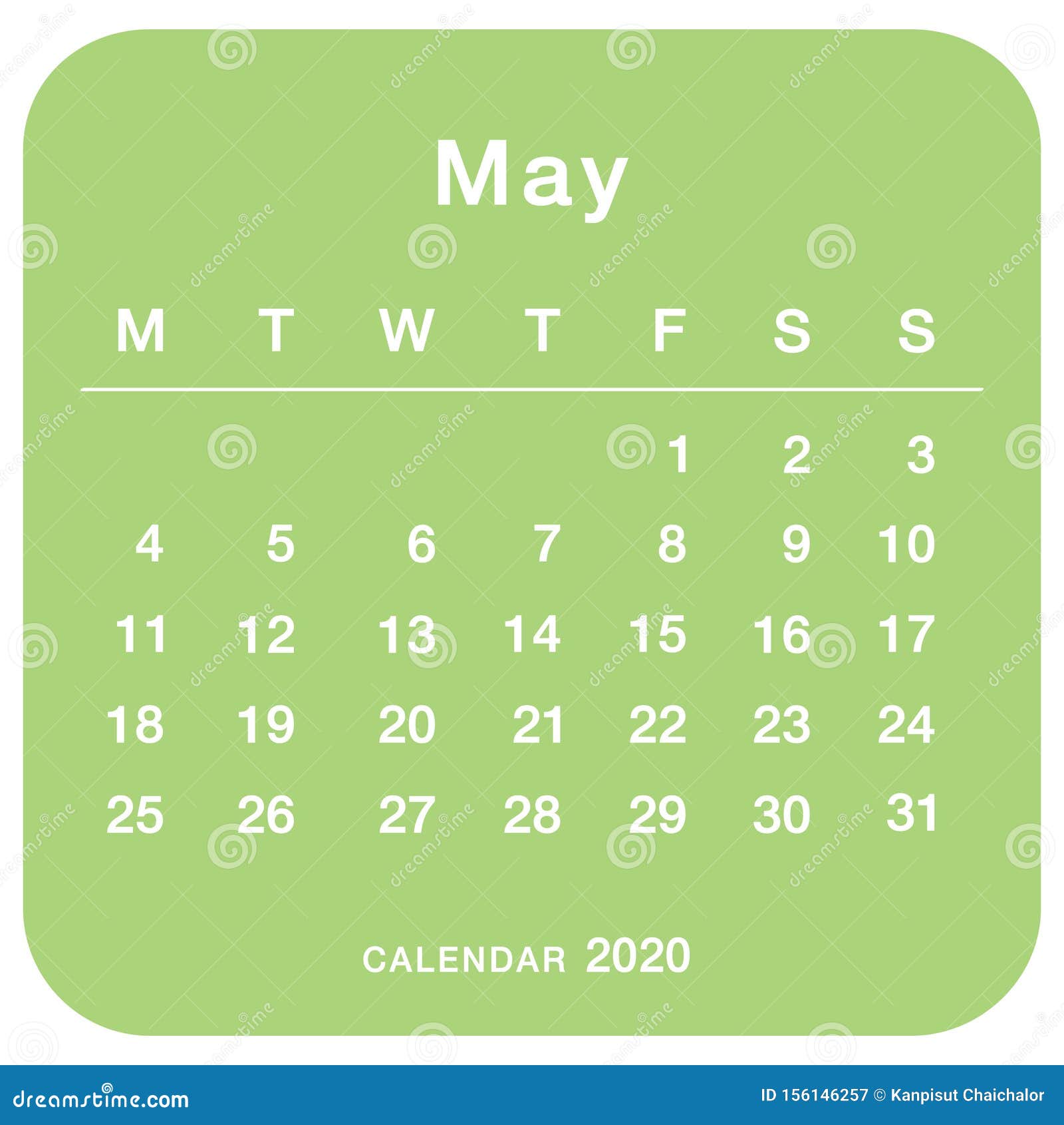 May 2020 Planning Calendar . Simple May 2020 Calendar Stock ...